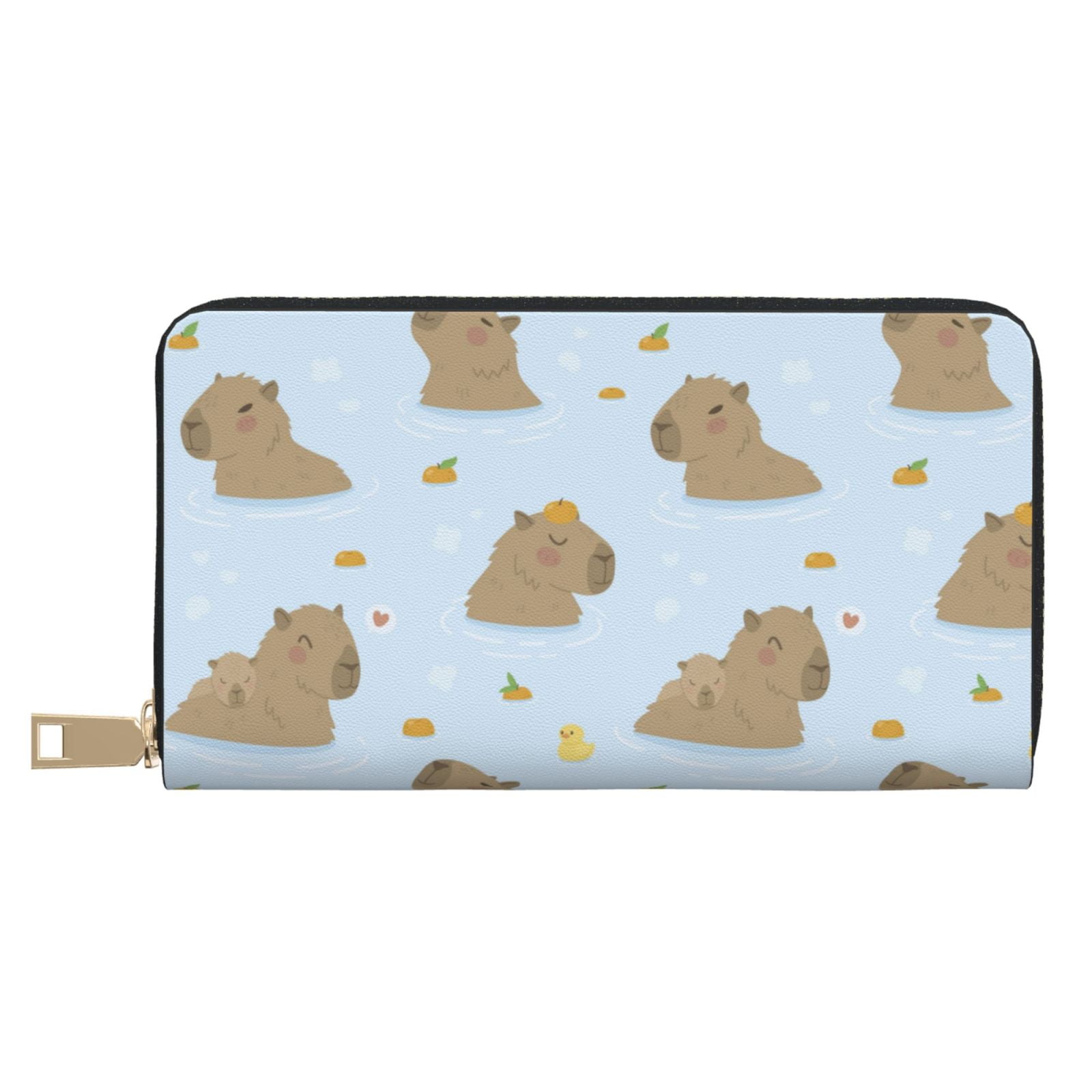 Wallets for Men With Money Clip, Swim Capybaras Duck Mens Wallet With ...