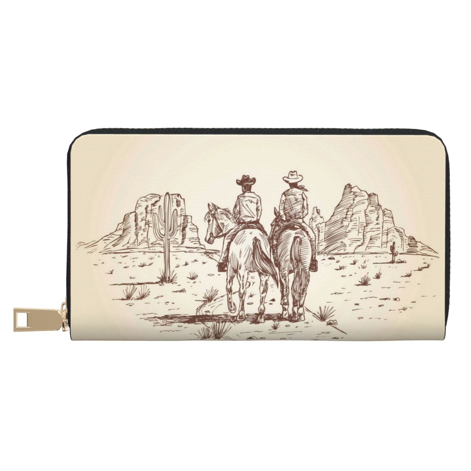 Wallets for Men With Money Clip, Two Cowboys Riding Horses In The ...