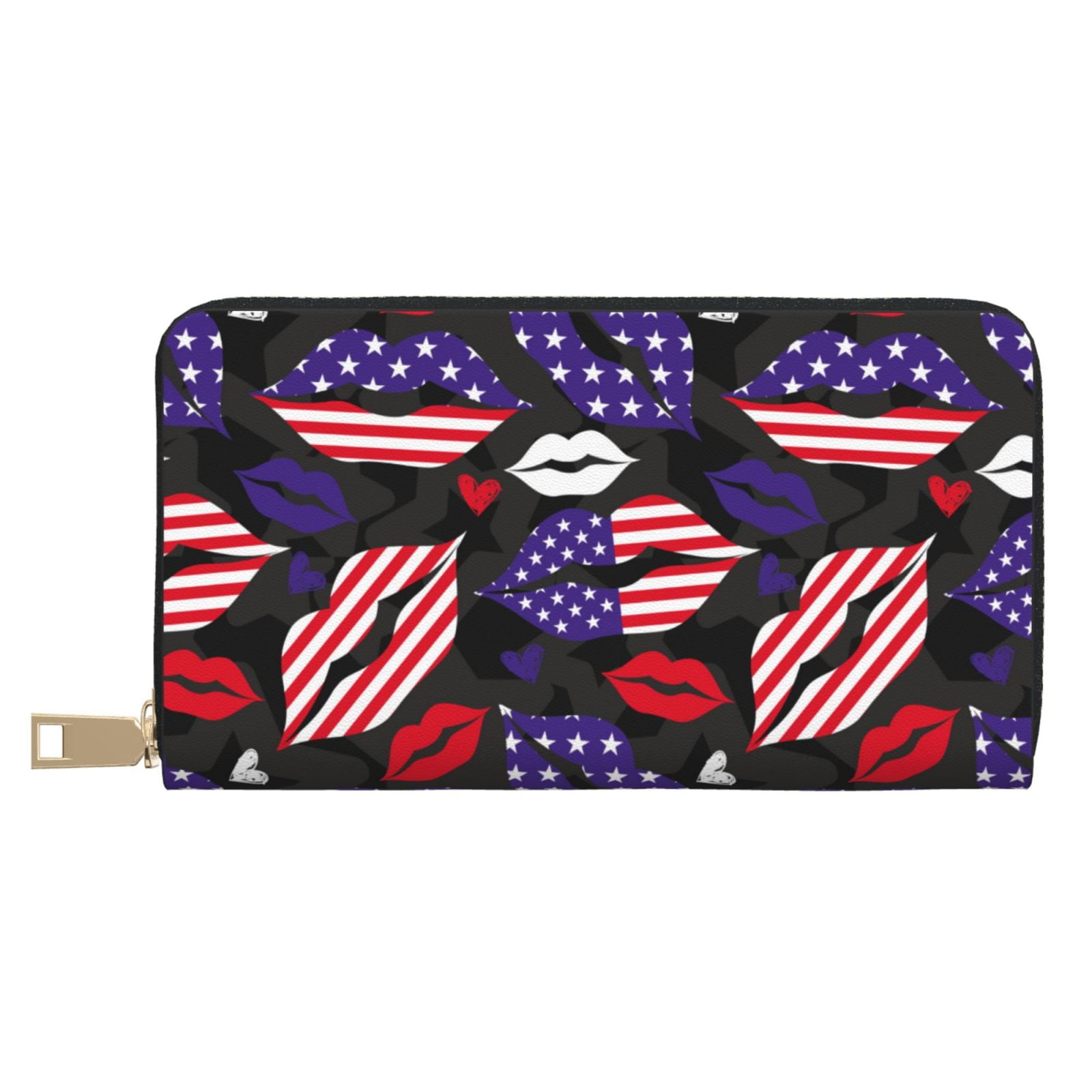Wallets for Men With Money Clip, USA Flag Print lips Mens Wallet With ...