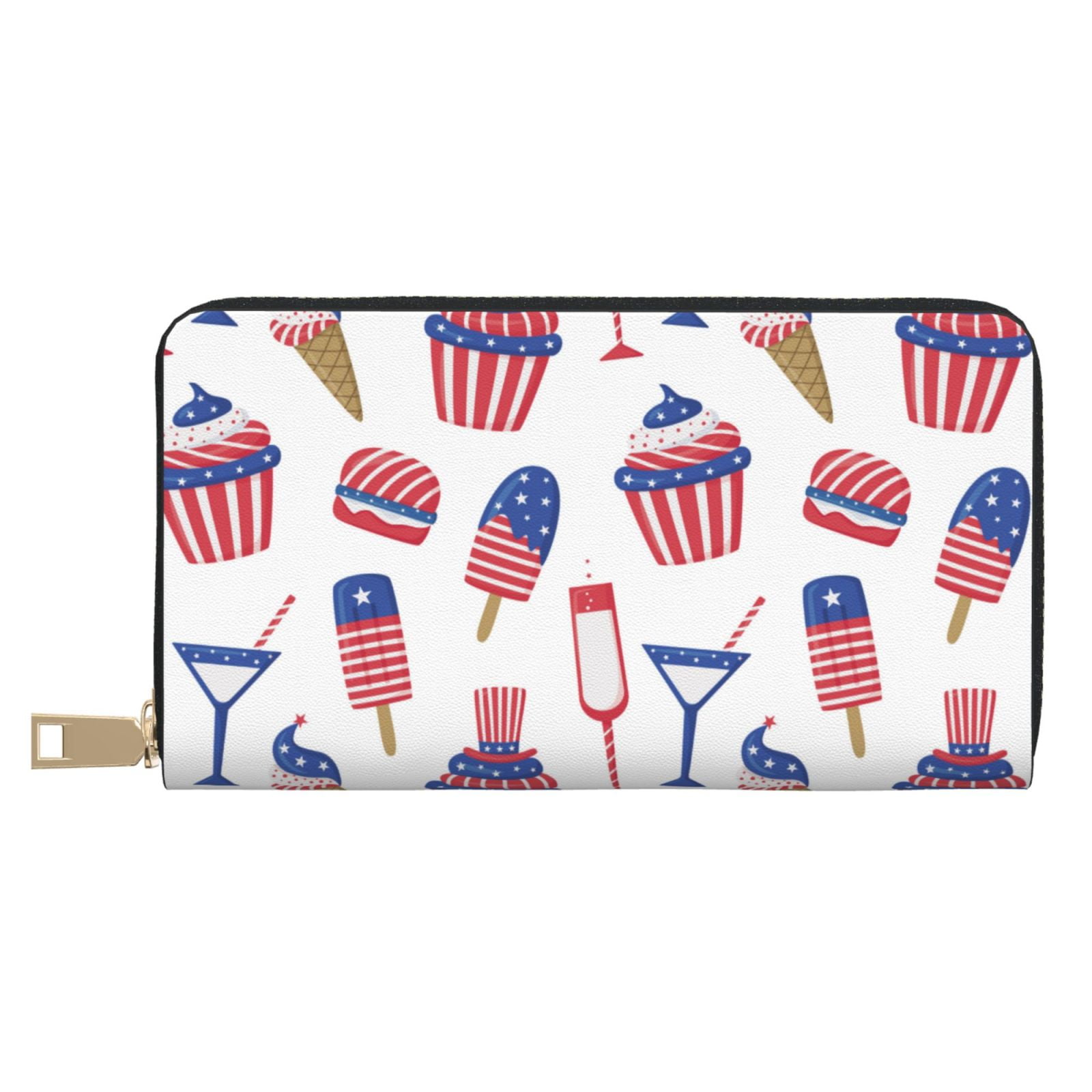 Wallets for Men With Money Clip, USA Flag sugar cone Mens Wallet With ...