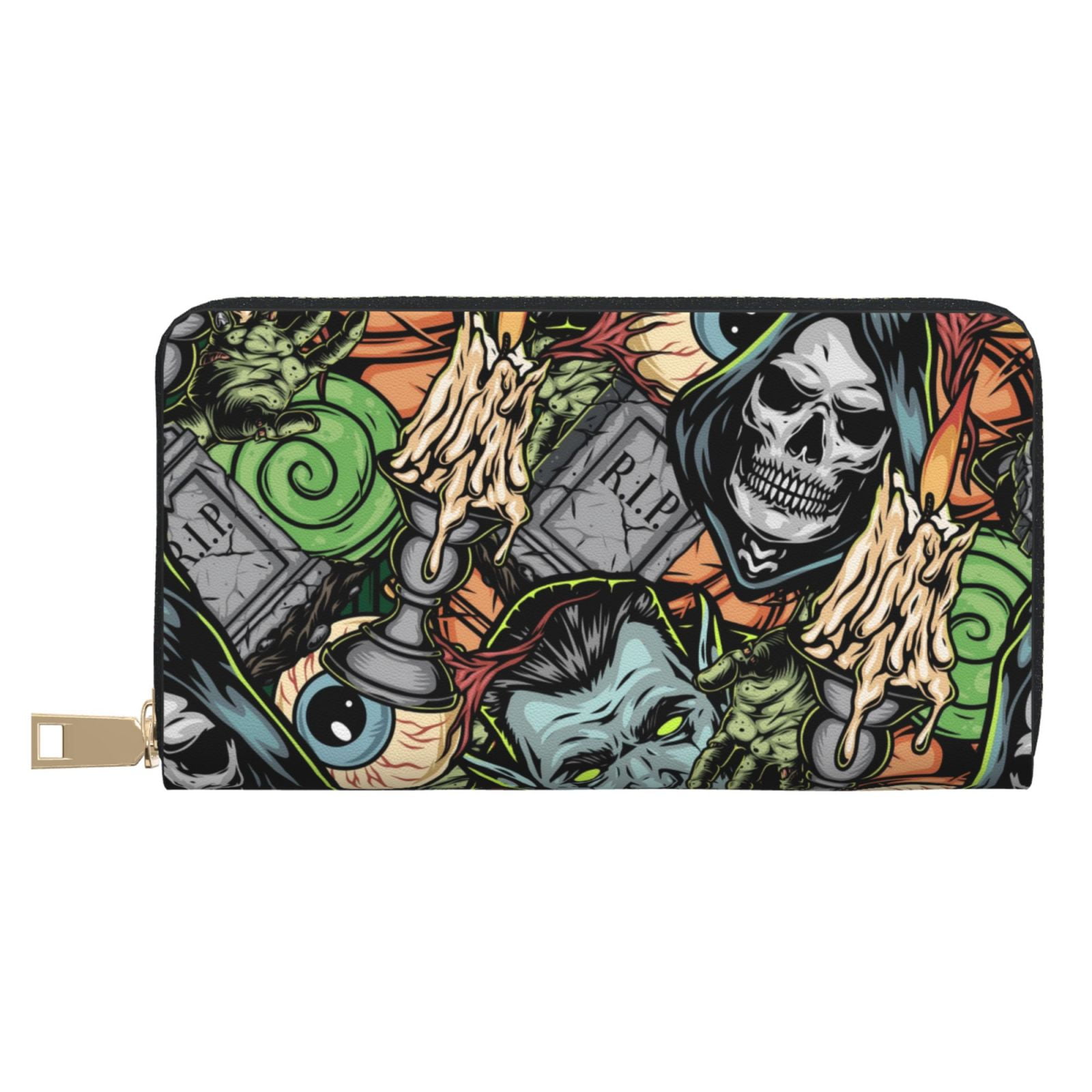 Wallets for Men With Money Clip, Vintage Human Eyes Tombstones Mens ...