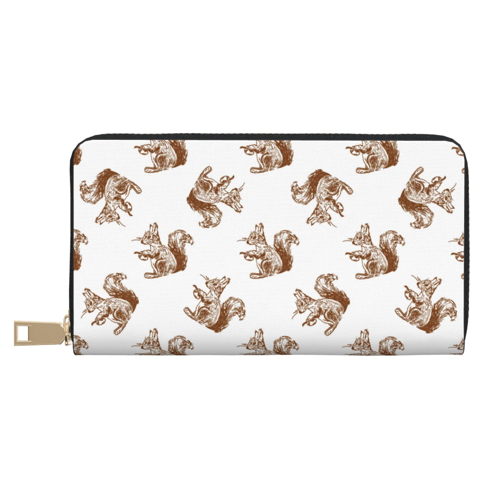 Wallets for Men With Money Clip, Vintage Sketch Cute Squirrel Mens ...