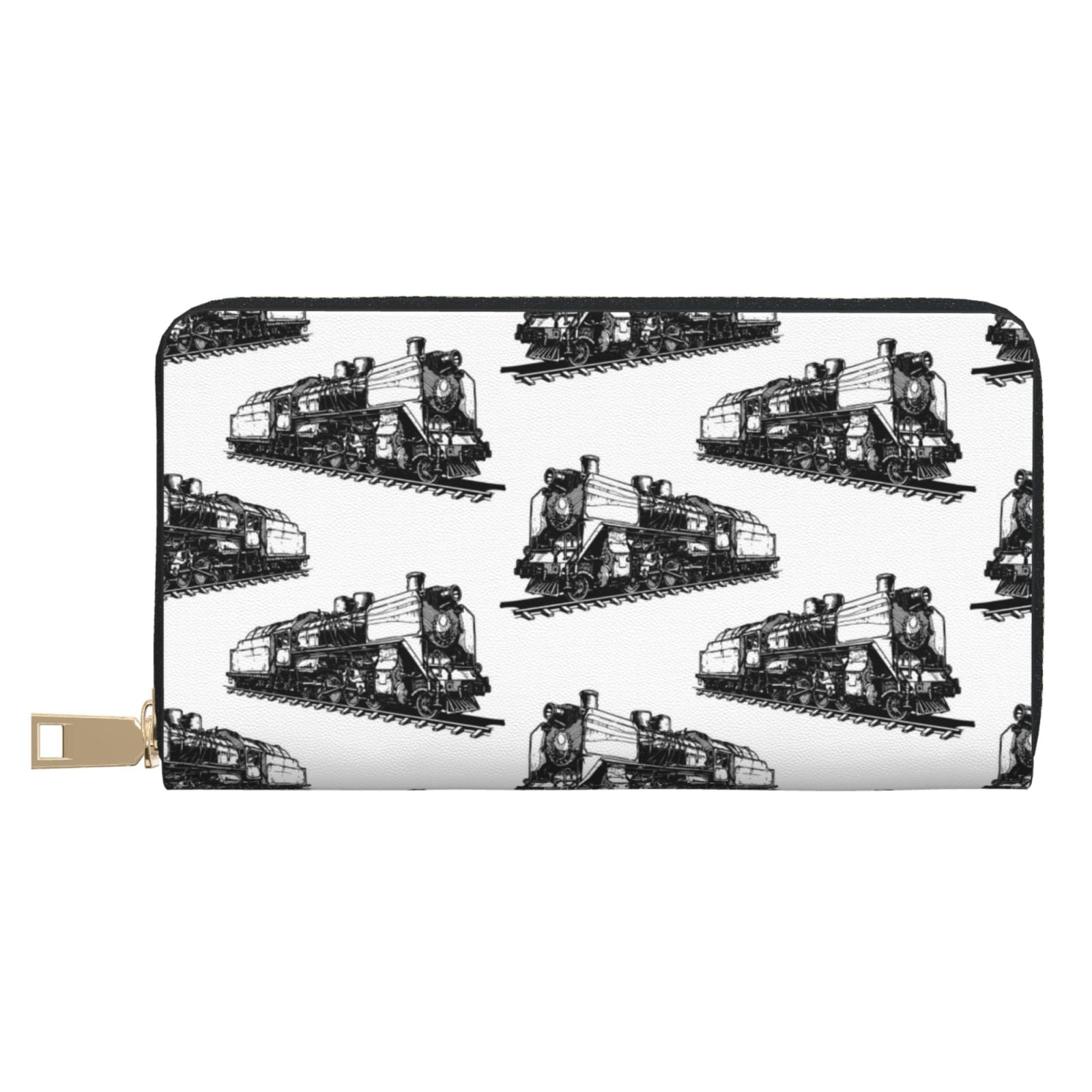 Wallets for Men With Money Clip, Vintage Train Pattern Mens Wallet With ...