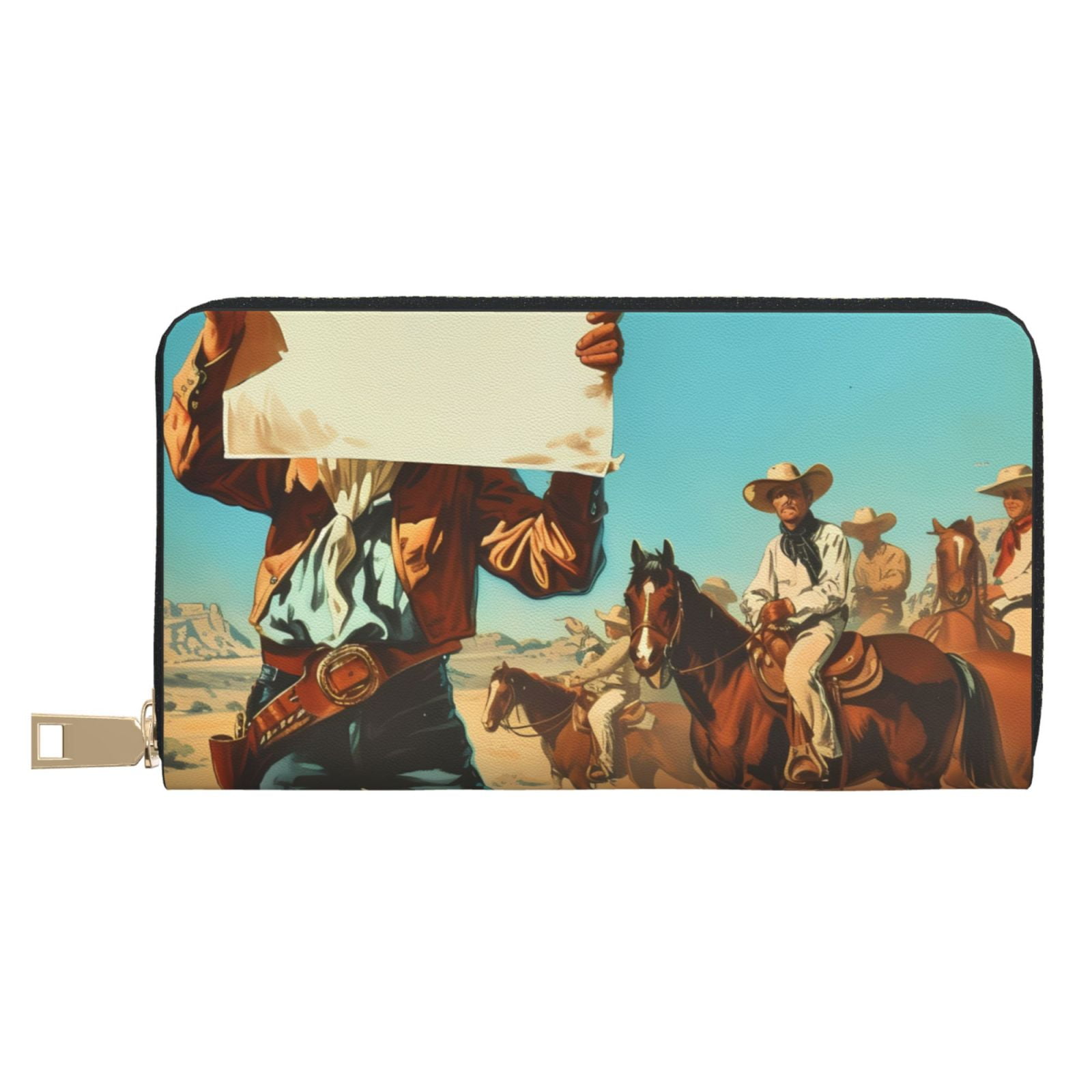 Wallets for Men With Money Clip, Western Desert Cowboy Mens Wallet With ...