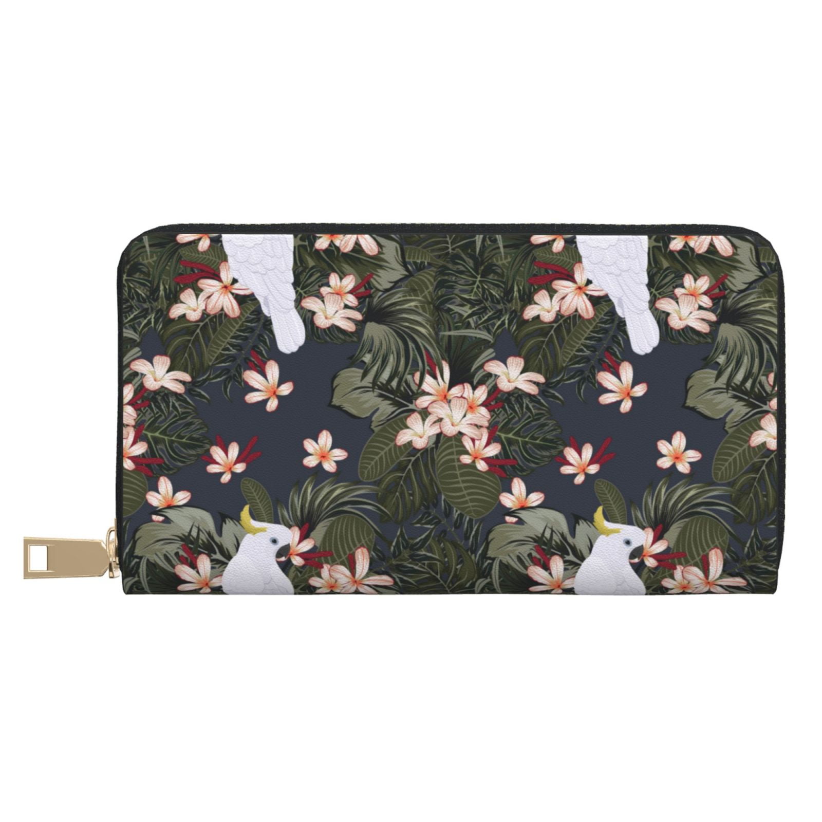 Wallets for Men With Money Clip, White Cute Cockatoo Parrot Plant Mens ...