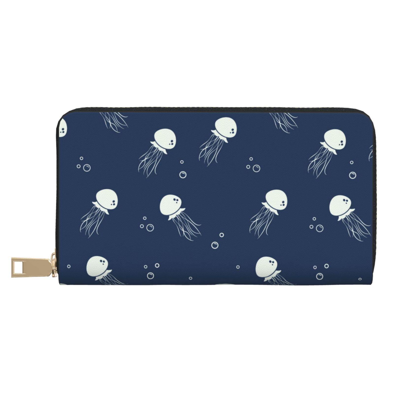 Wallets for Men With Money Clip, White Jellyfish Mens Wallet With ...