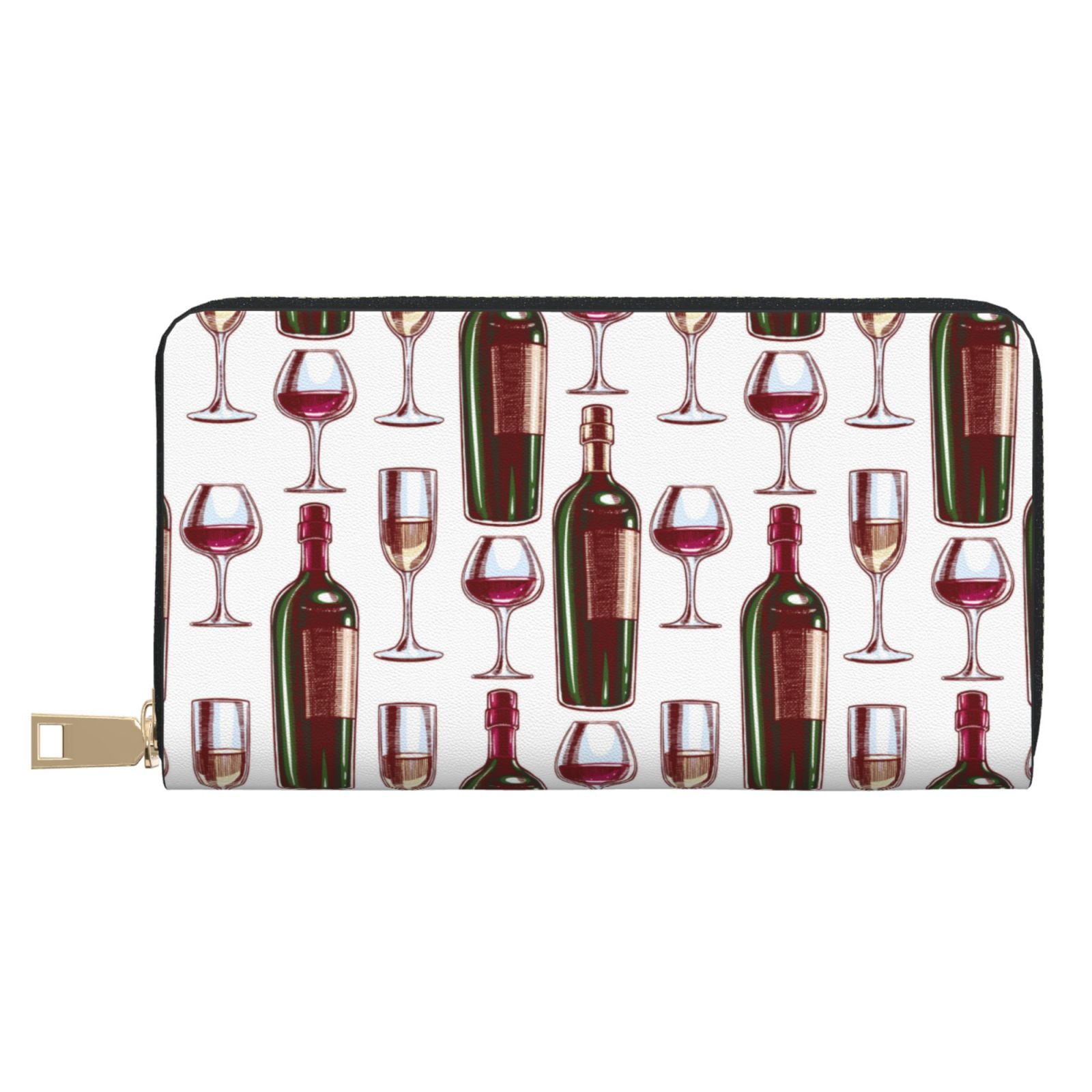 Wallets for Men With Money Clip, Wine Glasses and Bottles Prints Mens ...