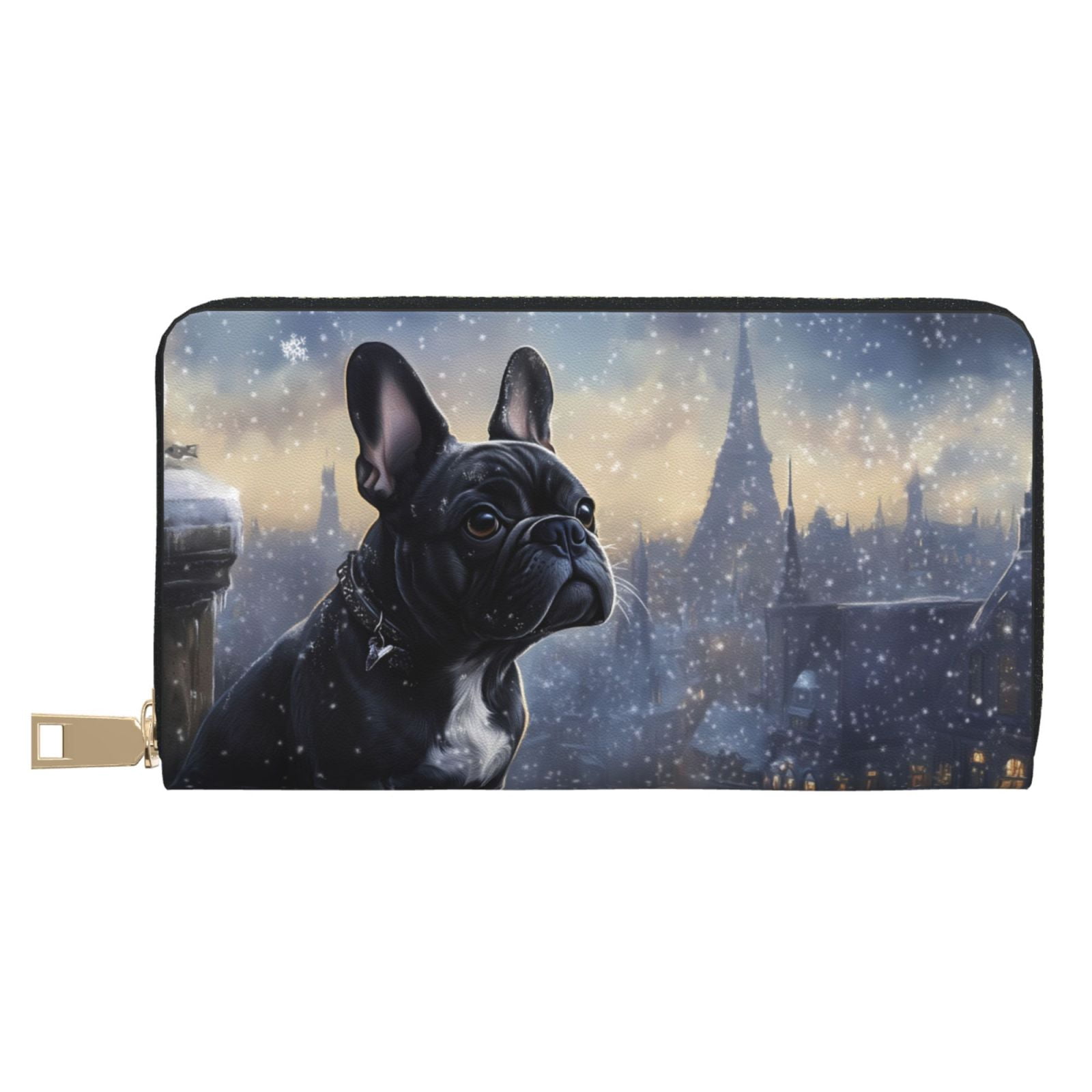 Wallets for Men With Money Clip, Winter City French Bulldog Mens Wallet ...
