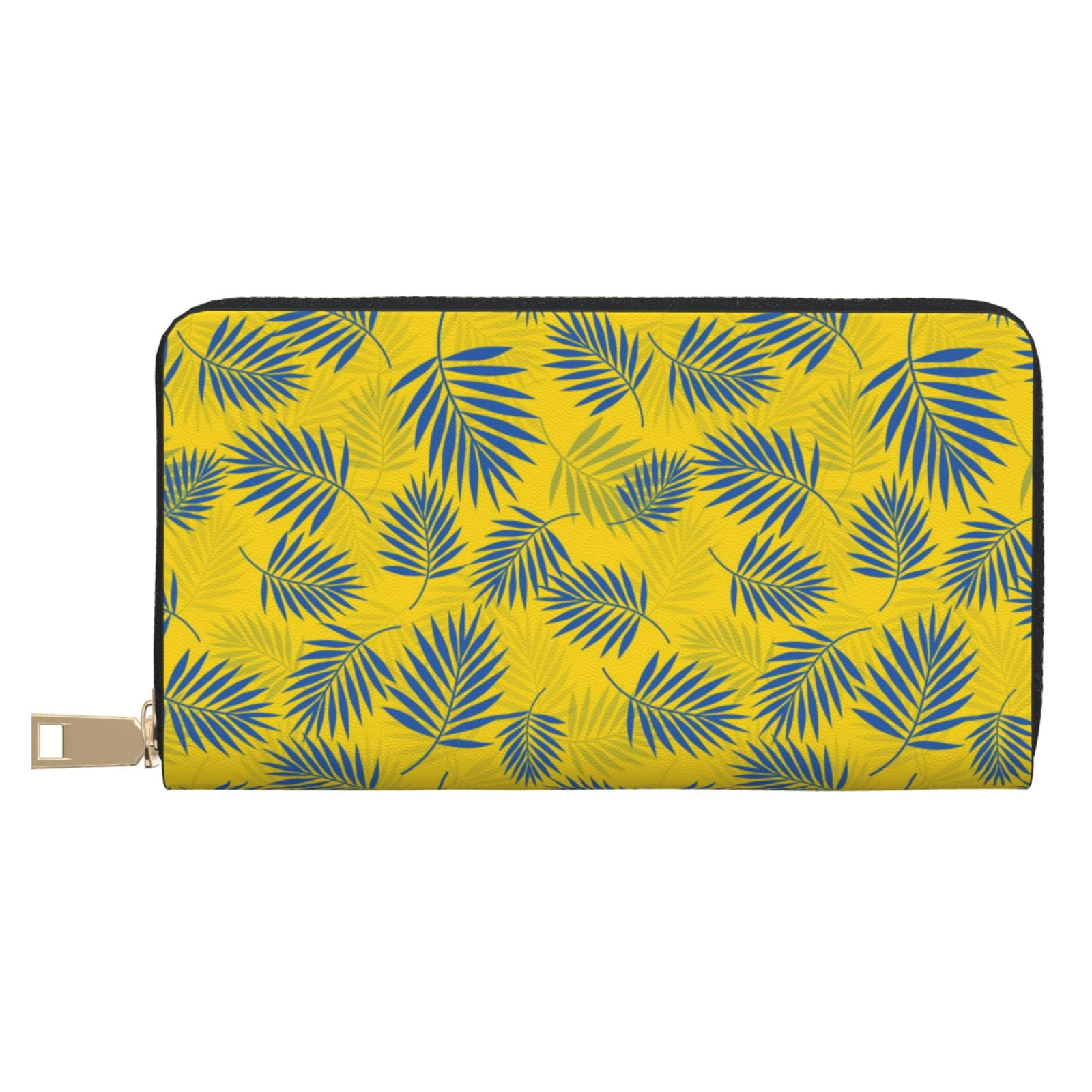 Wallets for Men With Money Clip, Yellow Palm leaf Mens Wallet With ...