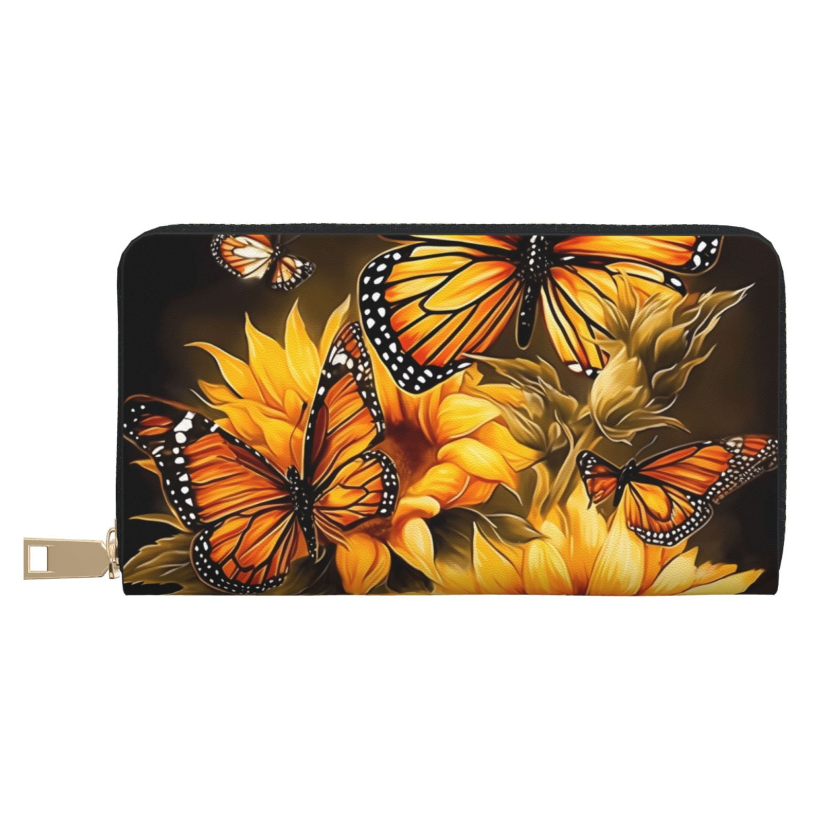 Wallets for Men With Money Clip, Yellow Sunflower Butterfly A Mens ...