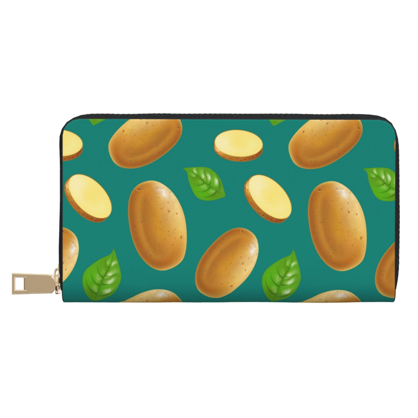 Wallets for Men With Money Clip, cartoon Potato leaf Mens Wallet With ...