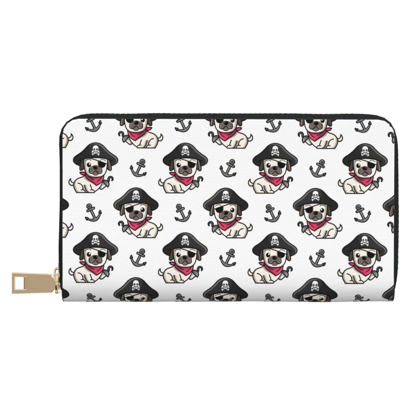 Wallets for Men With Money Clip, cute dog anchor pirate funny Mens ...