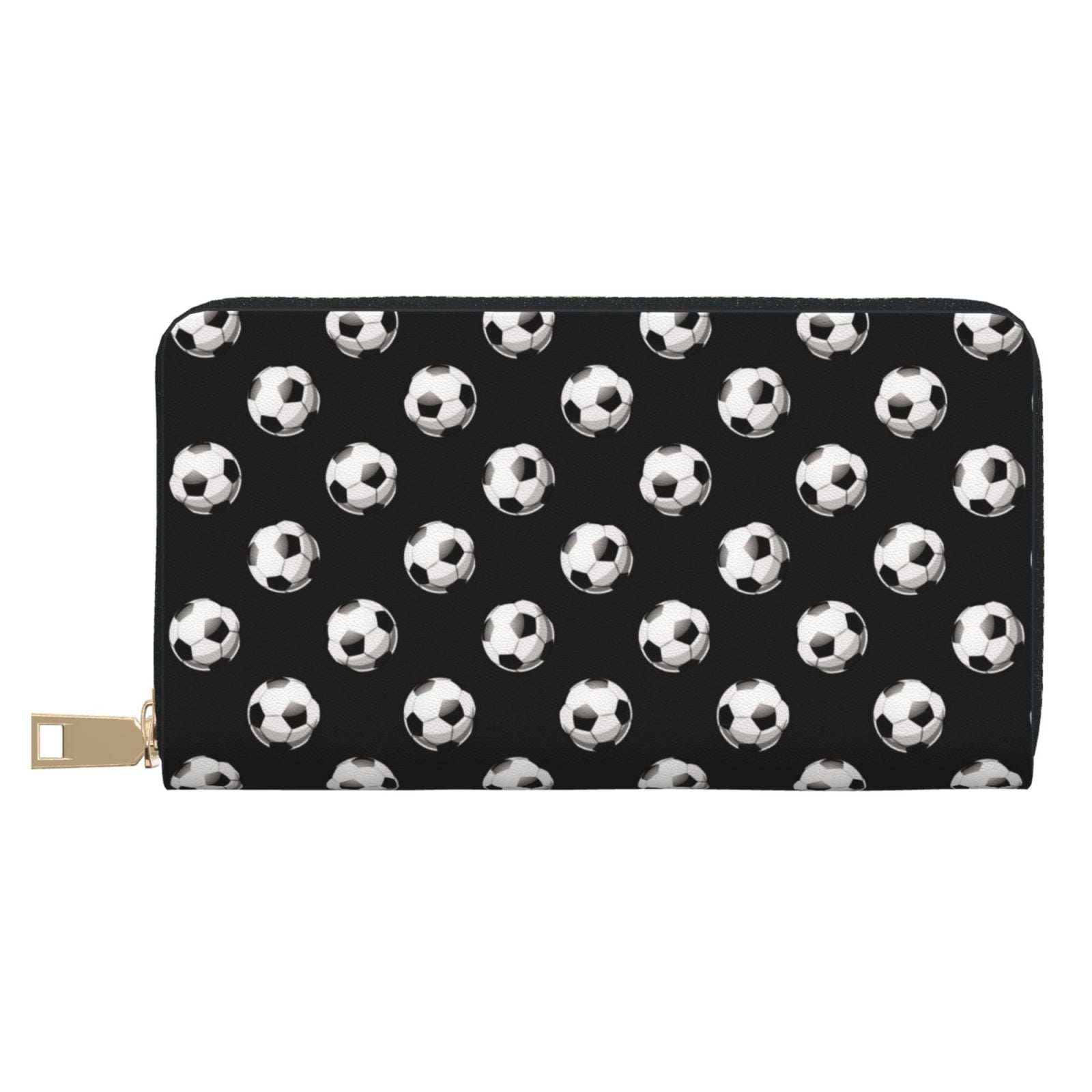 Wallets for Men With Money Clip, football soccer ball black Mens Wallet ...
