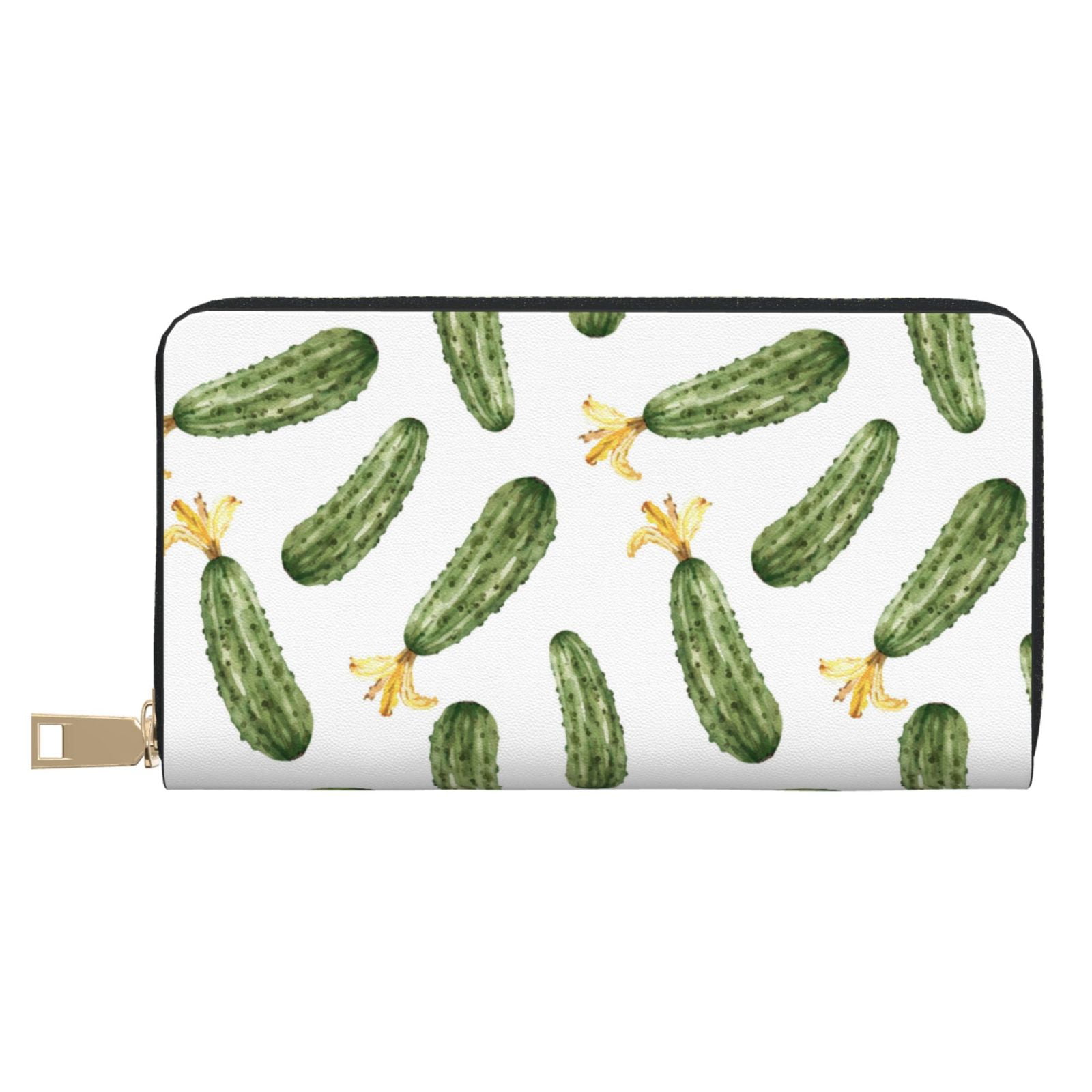 Wallets for Men With Money Clip, green Cucumber Print Mens Wallet With ...