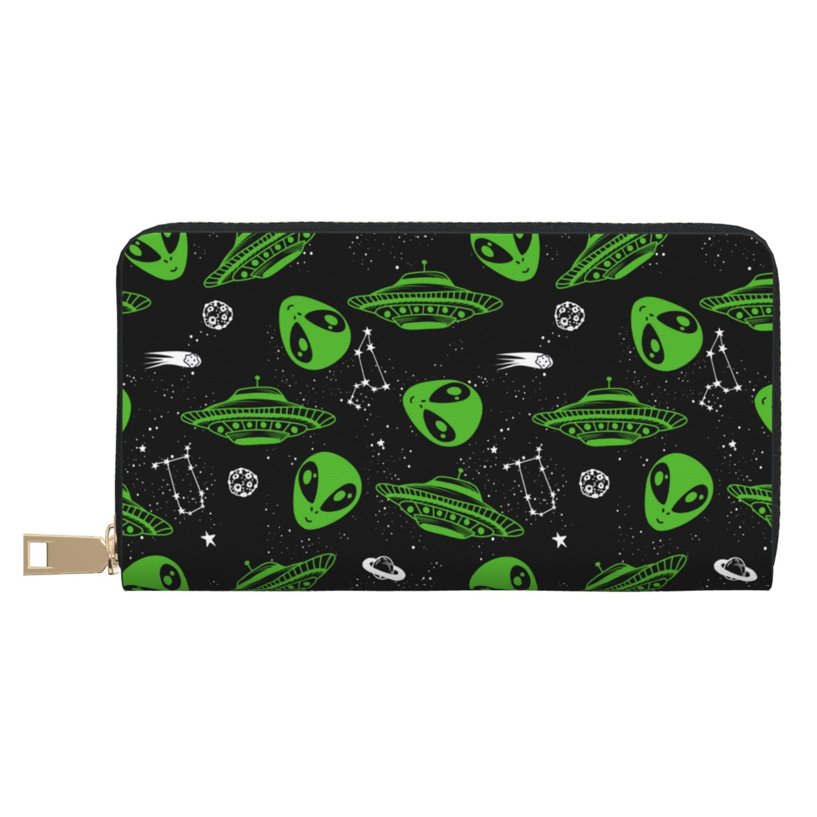 Wallets for Men With Money Clip, green Space Pattern Mens Wallet With ...