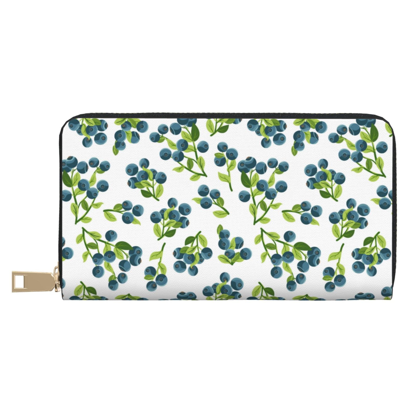 Wallets for Men With Money Clip, green leaf Blueberry Mens Wallet With ...