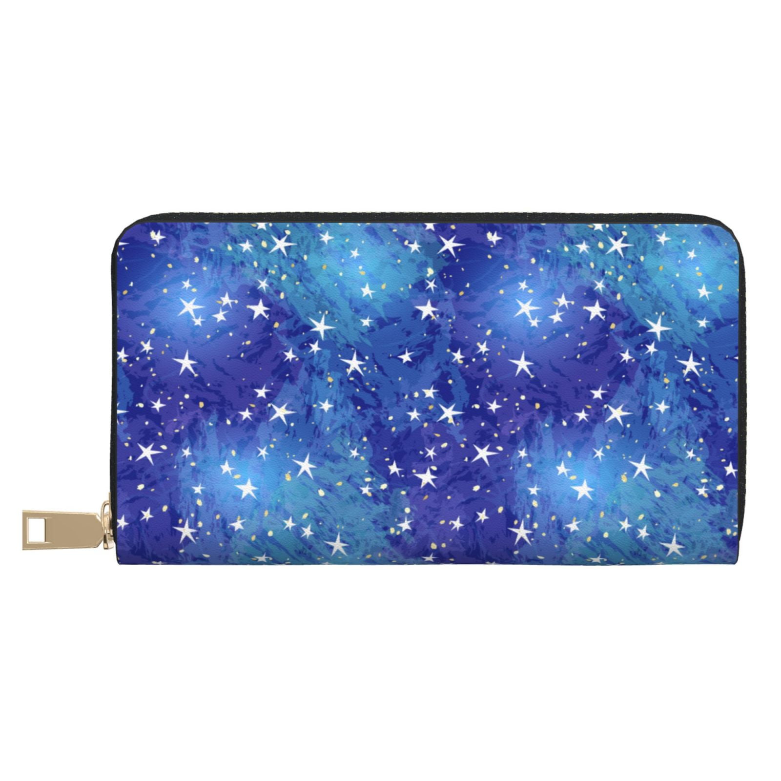 Wallets for Men With Money Clip, shiny starry sky blue sky Mens Wallet ...