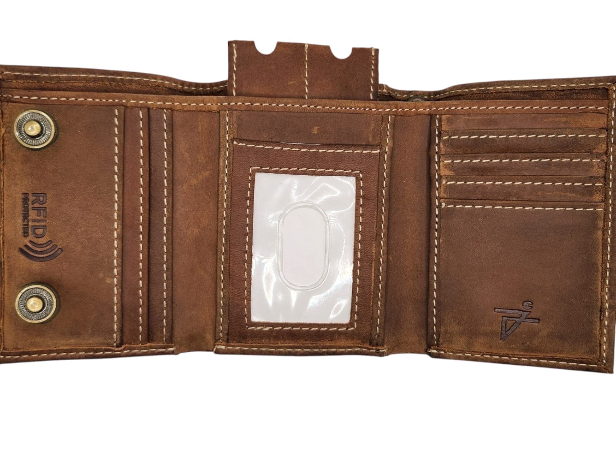 Wallets for Mens Leather RFID Safe Trifold Wallet Vintage Brown with ...