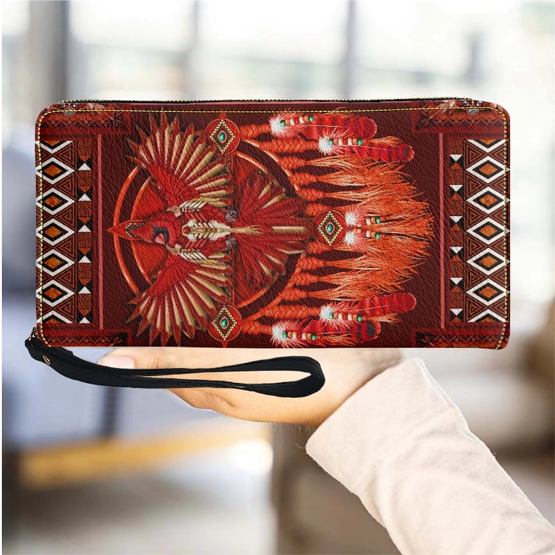 Wallets for Women Bands Southwest Tribal Hummingbird Print Leather Long ...