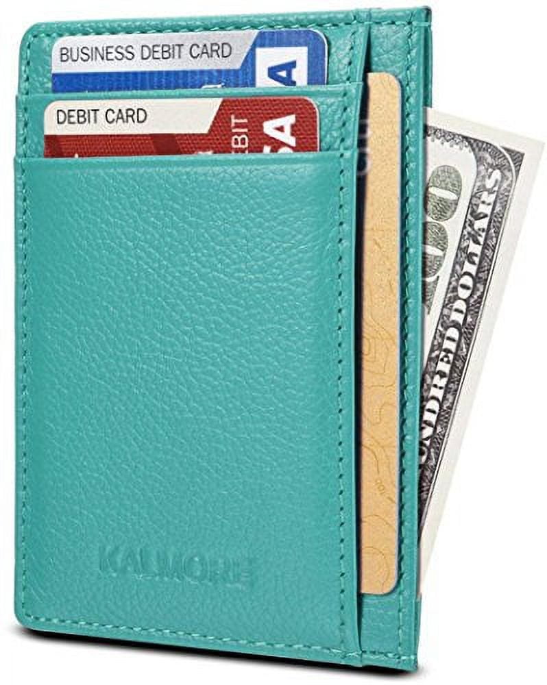 KALMORE Slim Wallet RFID Blocking Leather Women's, Blue - Walmart.com