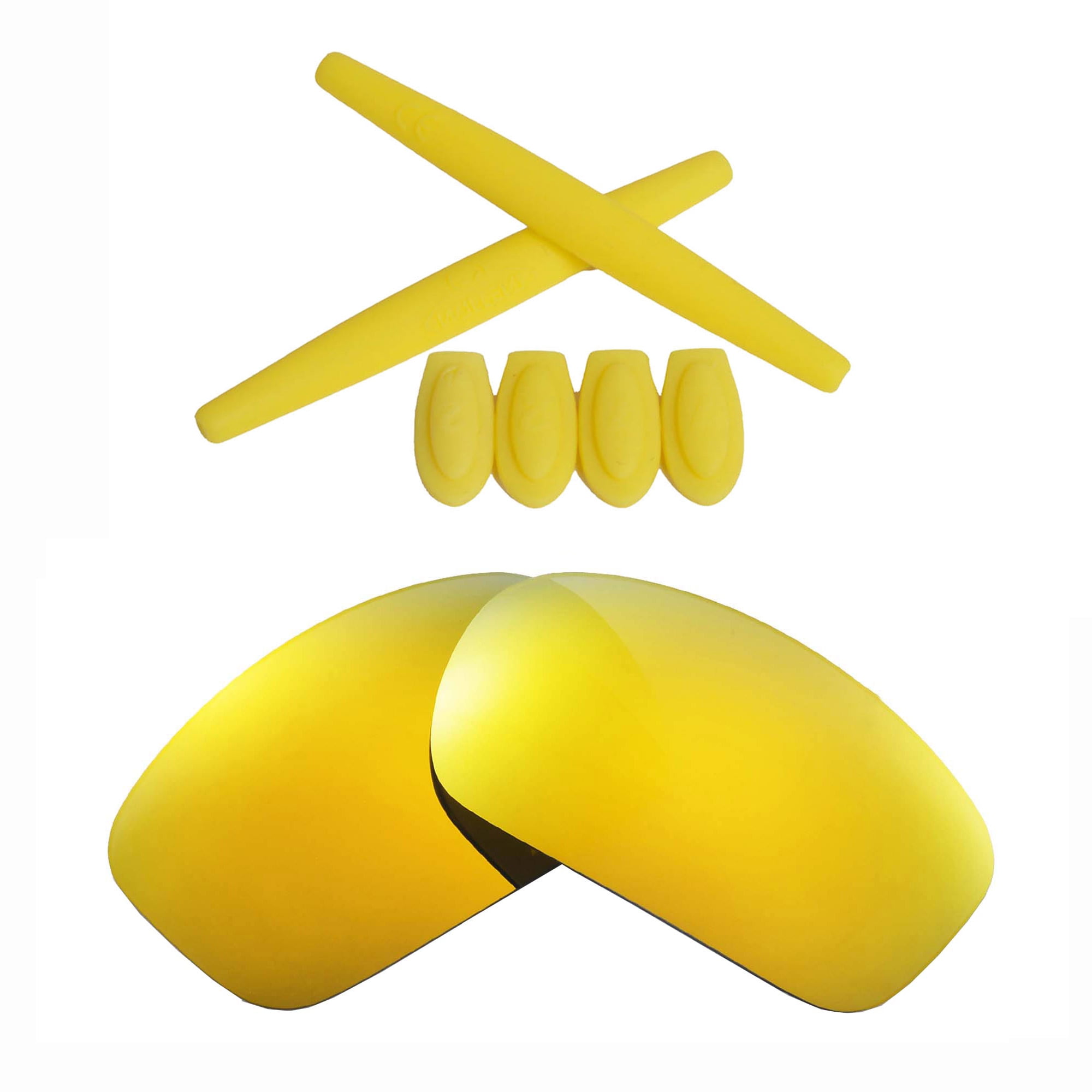 Walleva 24K Gold Polarized Lenses And Yellow Rubber Kit(Earsocks+Temple ...
