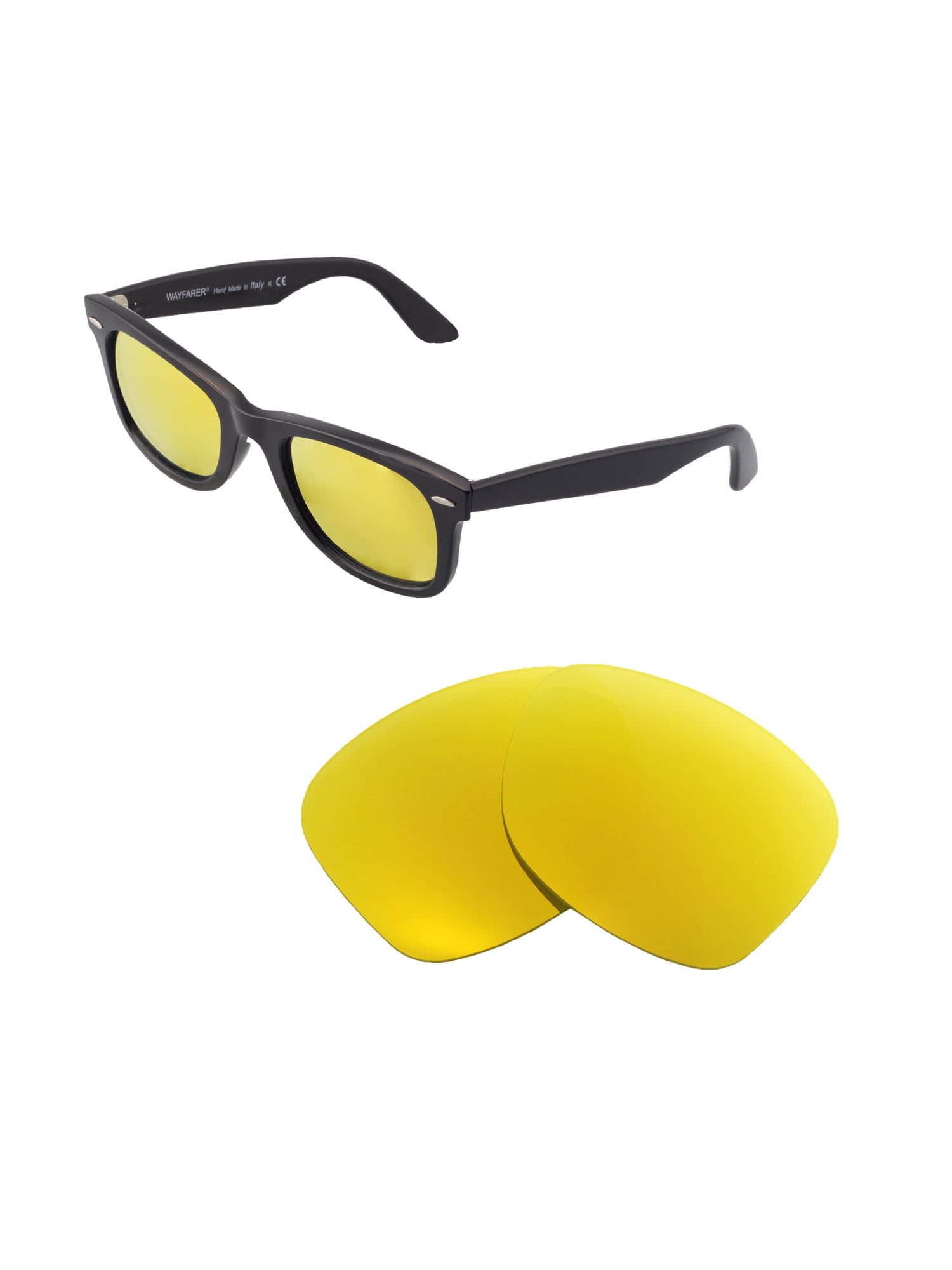 Walleva 24K Gold Polarized Replacement Lenses for Ray-Ban RB2140 50mm ...