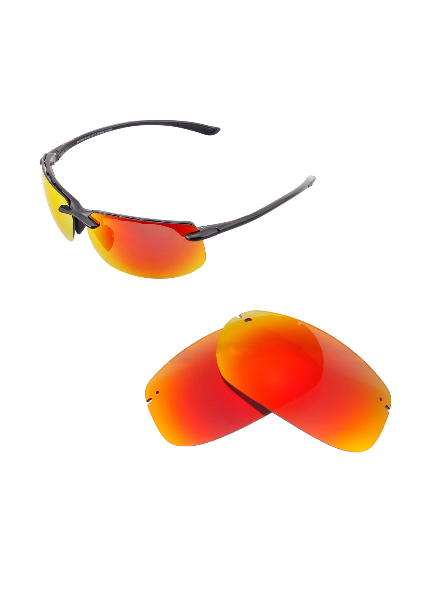 Walleva Fire Red Polarized Replacement Lenses for Maui Jim Banyans ...
