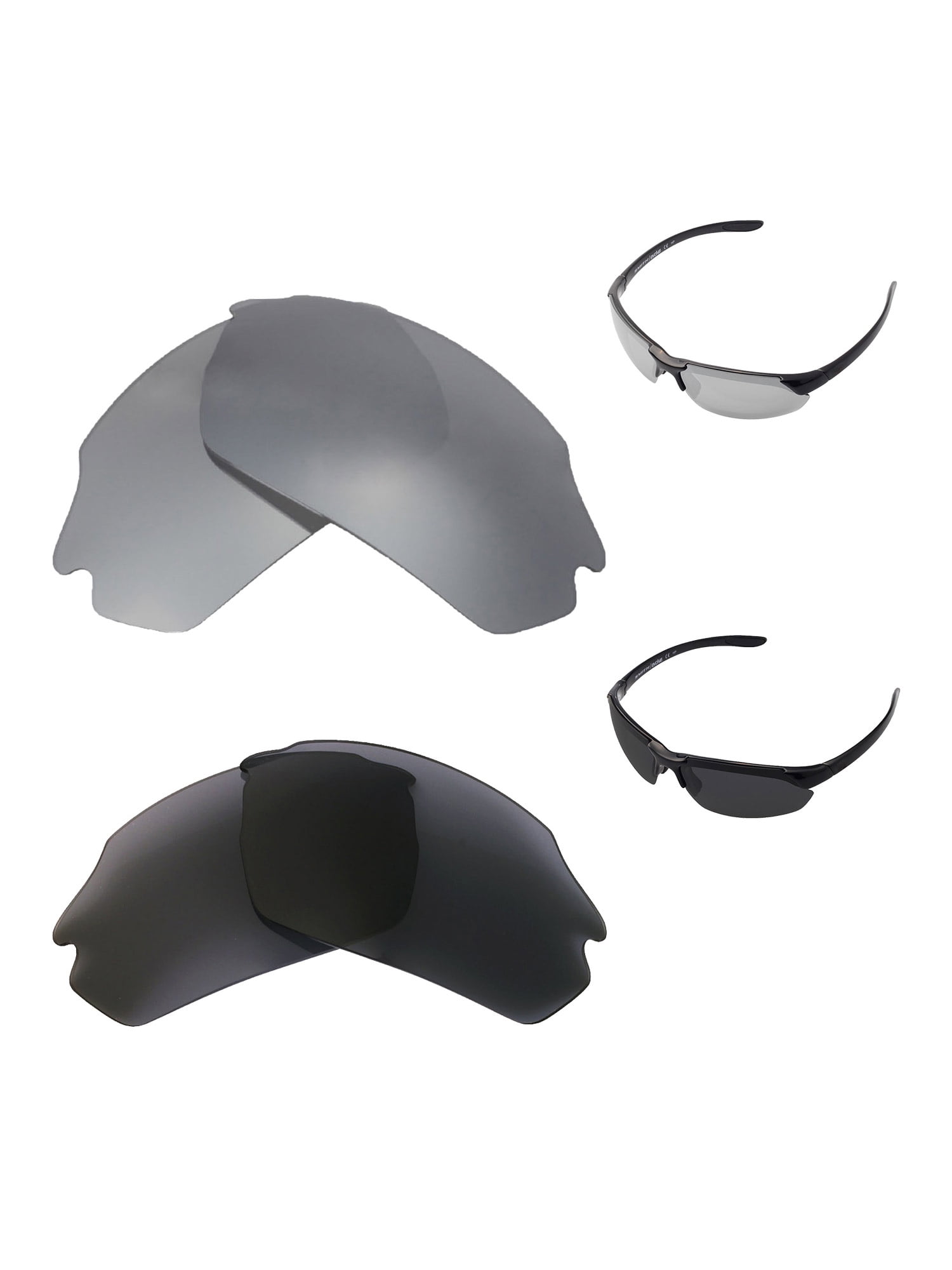 Walleva Polarized Titanium + Black Replacement Lenses For Smith ...