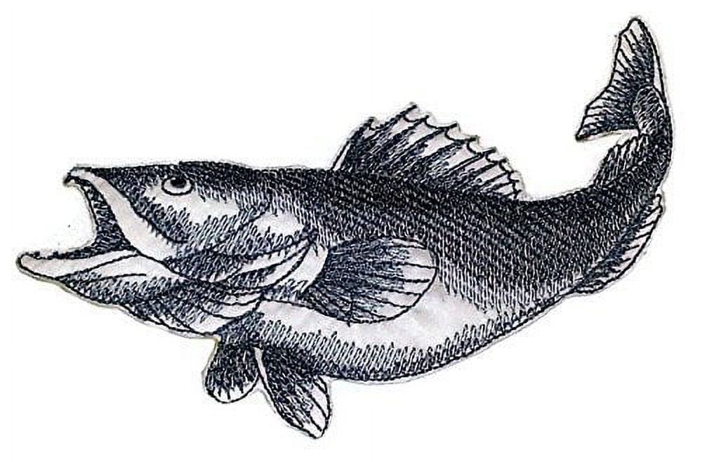 Walleye Fish Embroidered Iron On/Sew patch [5" x 4.85"] - Walmart.com