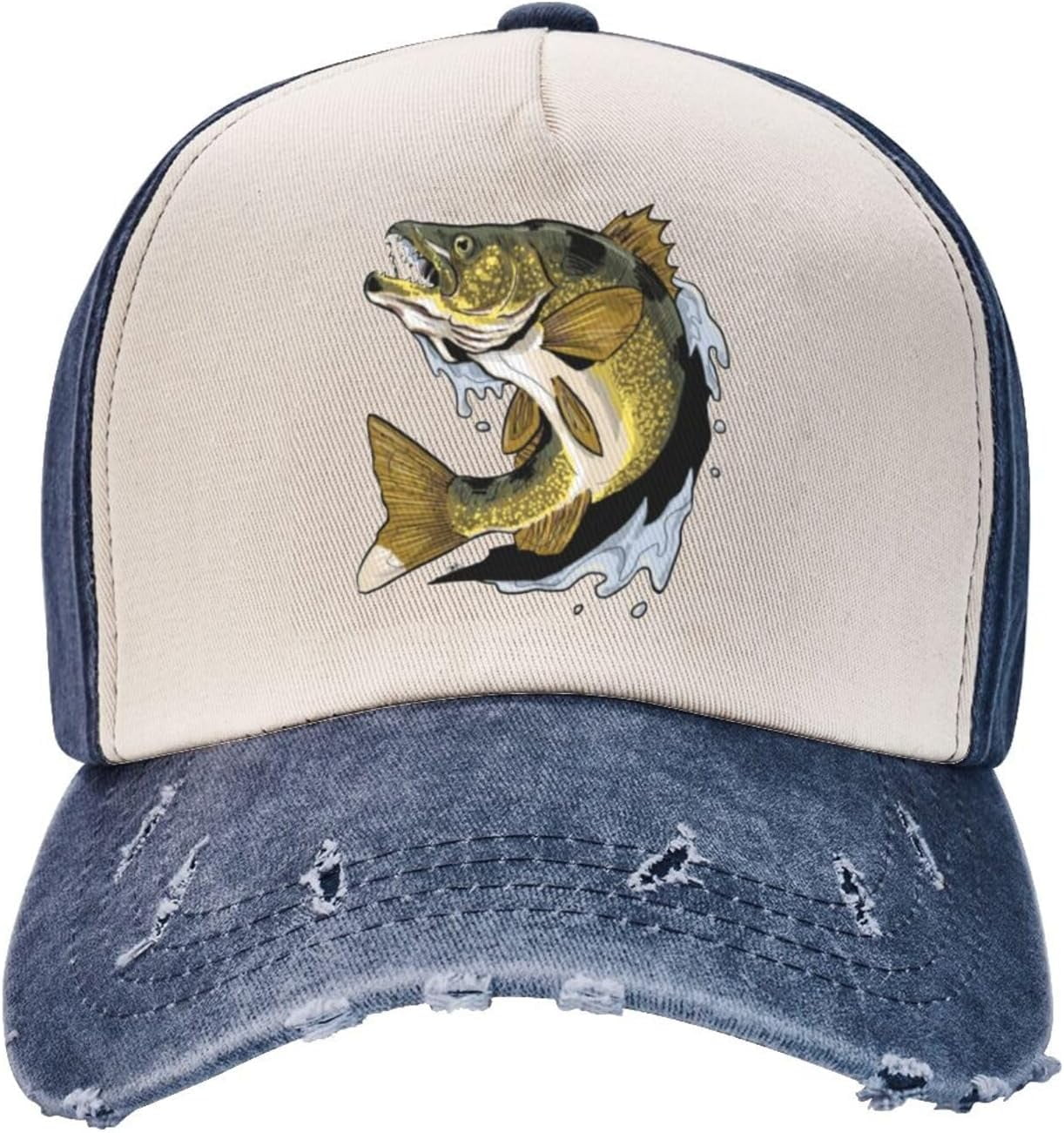 Walleye Fish Upgrade Your Style with Funny Adjustable Cotton Baseball ...