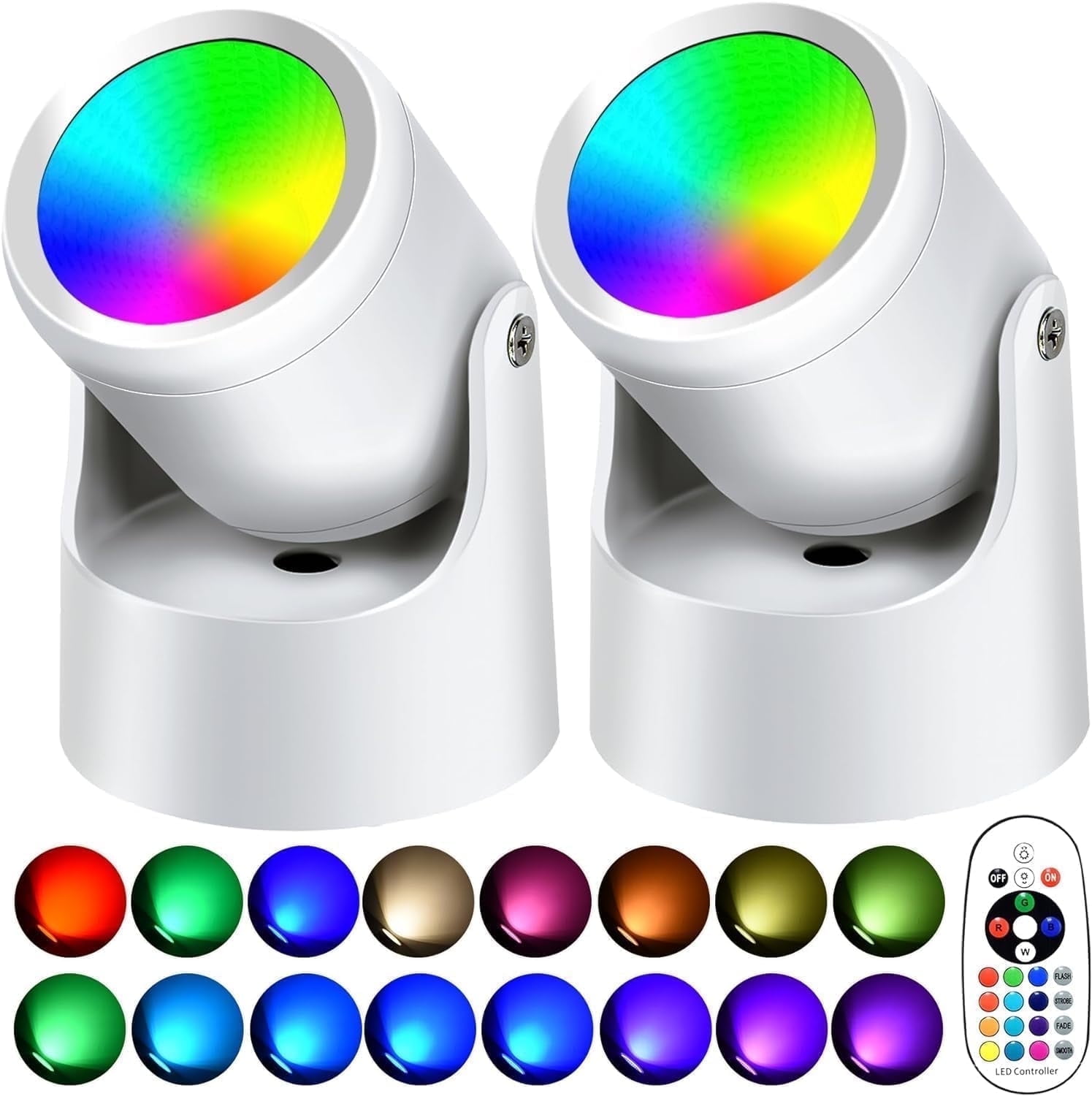 Wallfire 2Pack RGBW Up Lights Indoor with Remote Control, 6W 16 Color ...