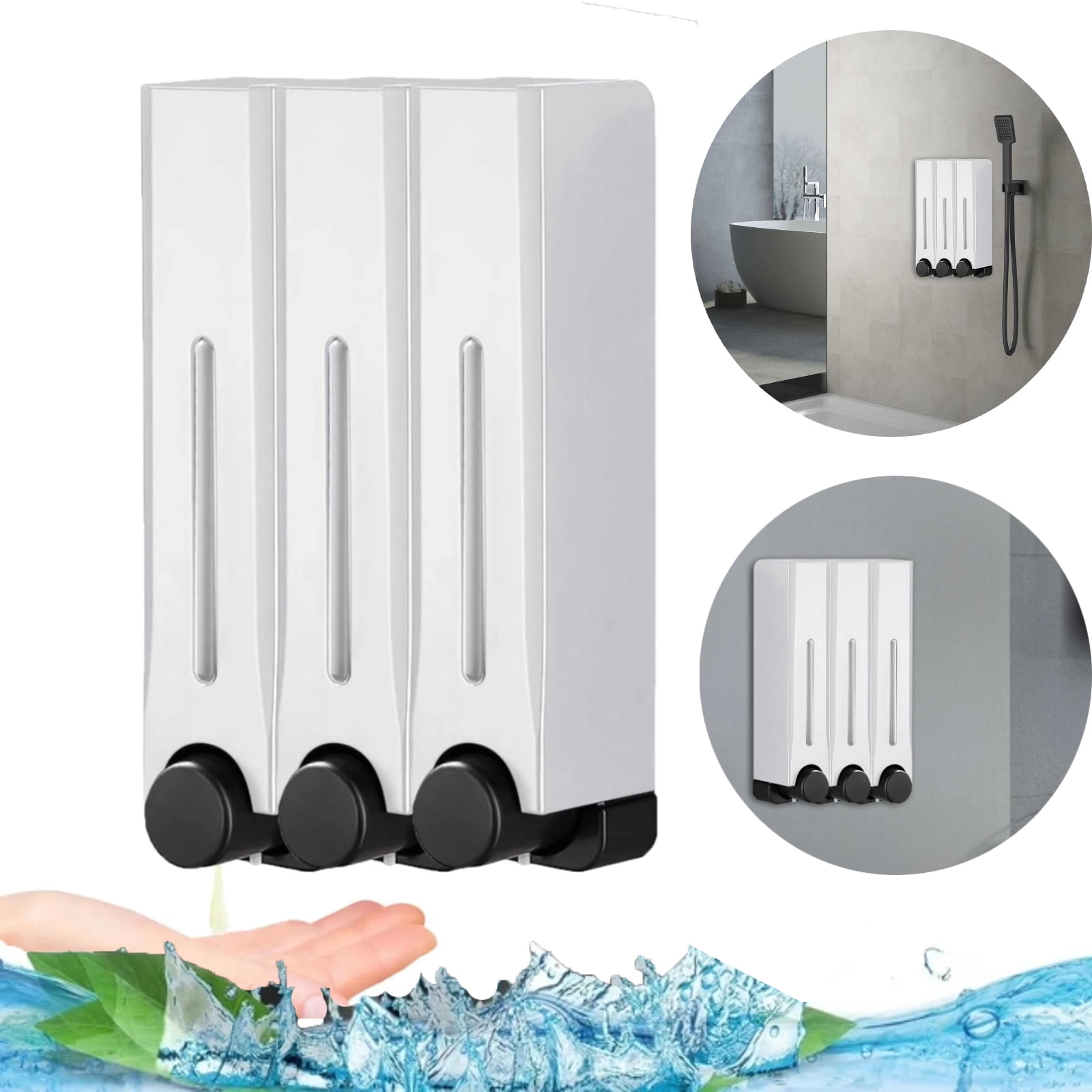 Wallfire Soap Dispenser Wall Mount, 3 Chamber Bathroom Shower Pump ...
