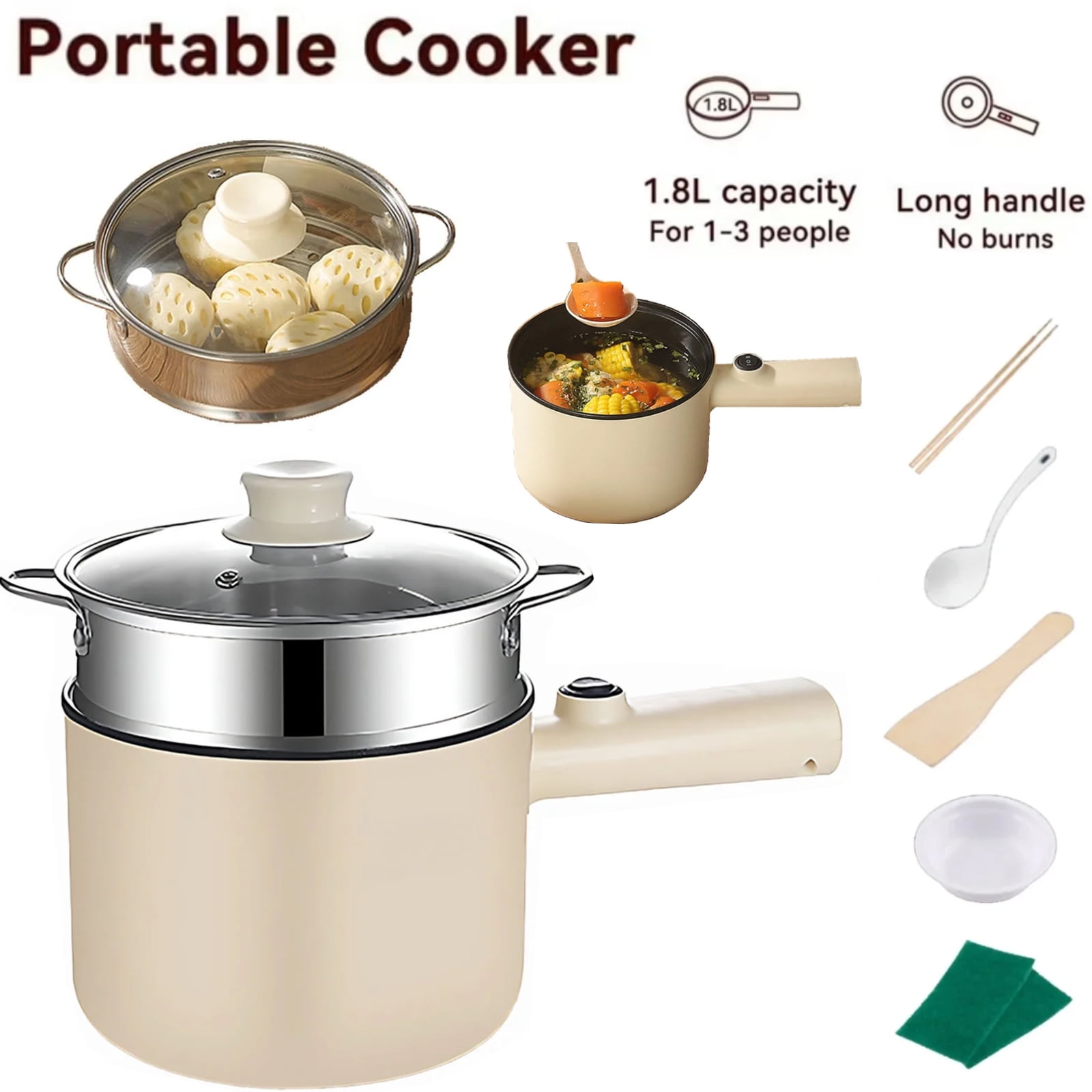 Wallfire Electric Hot Pot, Ramen Cooker, Dual Power Mini Portable Multi ...