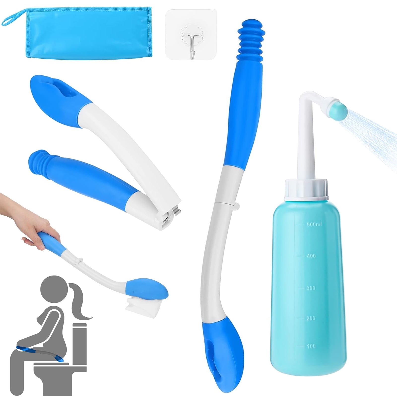 Wallfire Foldable Toilet Aids for Wiping, Portable Bidet Sprayer Bottle ...