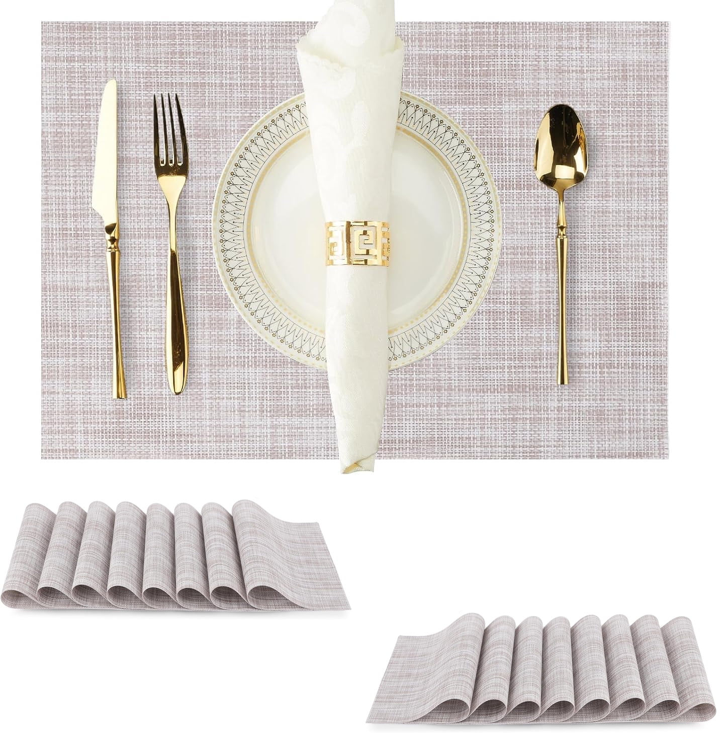 Wallfire Placemats, Heat Resistant Non-Slip Placemats for Dining Table, Washable Durable PVC ...