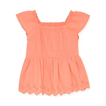 Wonder Nation Girls Short Sleeve Smocked Top, Sizes 4-18 & Plus ...