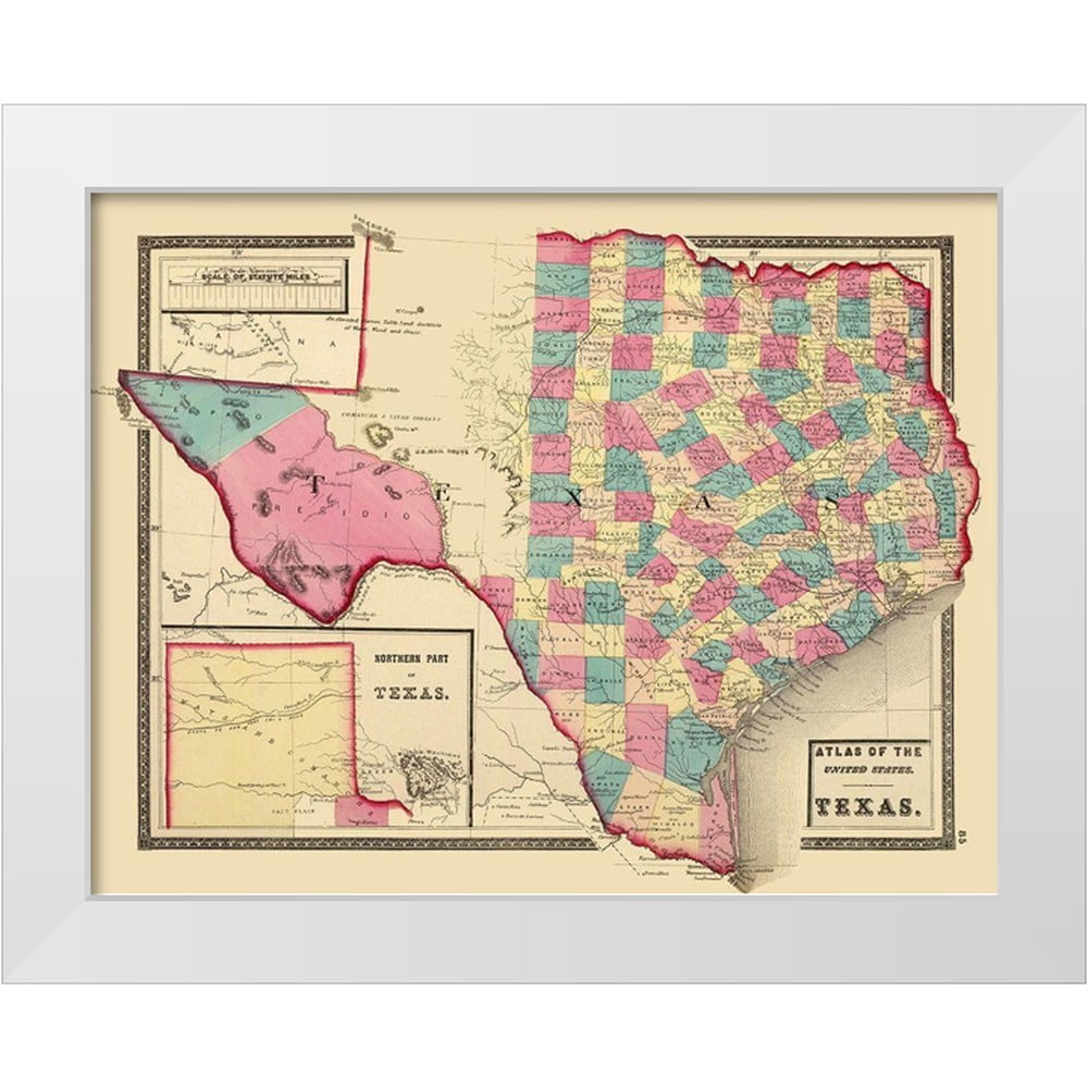 Walling 14x12 White Modern Wood Framed Museum Art Print Titled - Texas ...