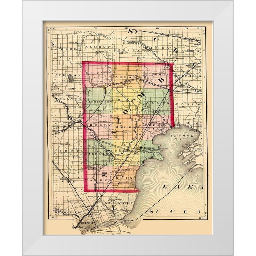 Walling 15x18 White Modern Wood Framed Museum Art Print Titled - Macomb ...