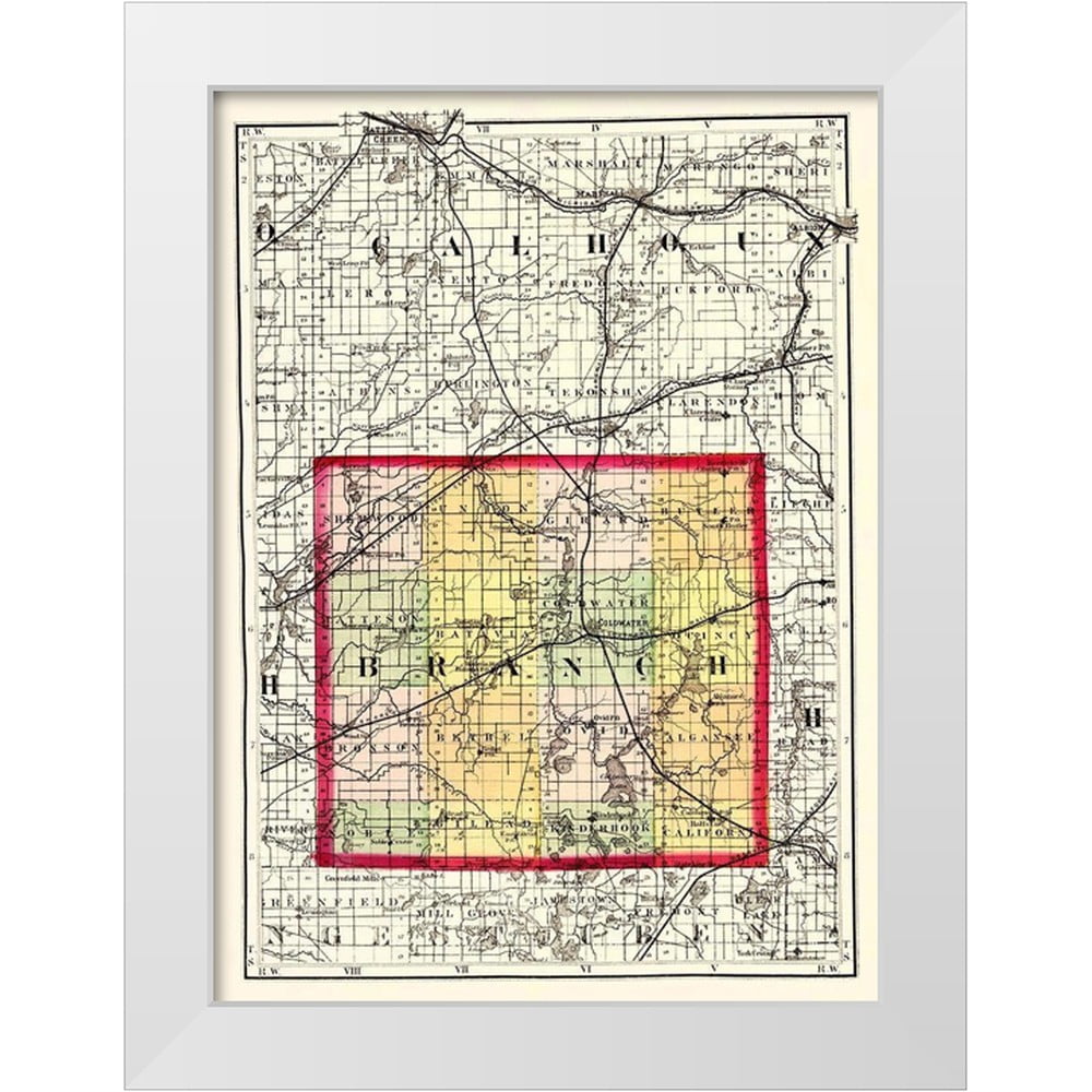 Walling 24x32 White Modern Wood Framed Museum Art Print Titled - Branch ...