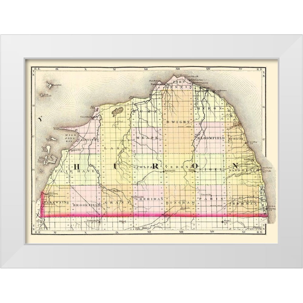 Walling 32x24 White Modern Wood Framed Museum Art Print Titled - Huron ...