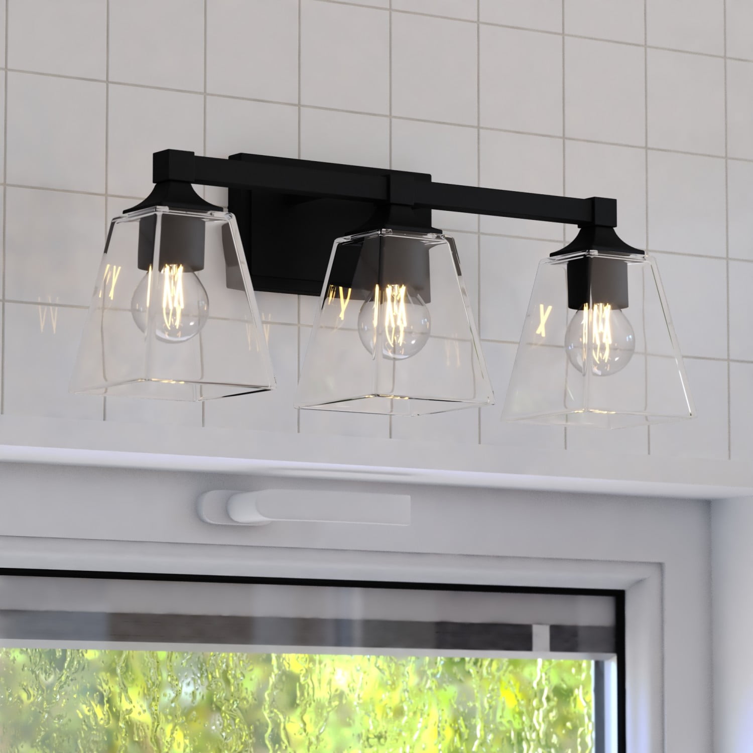 Wallingford 3 Light Matte Black Transitional Bathroom Vanity Fixture ...