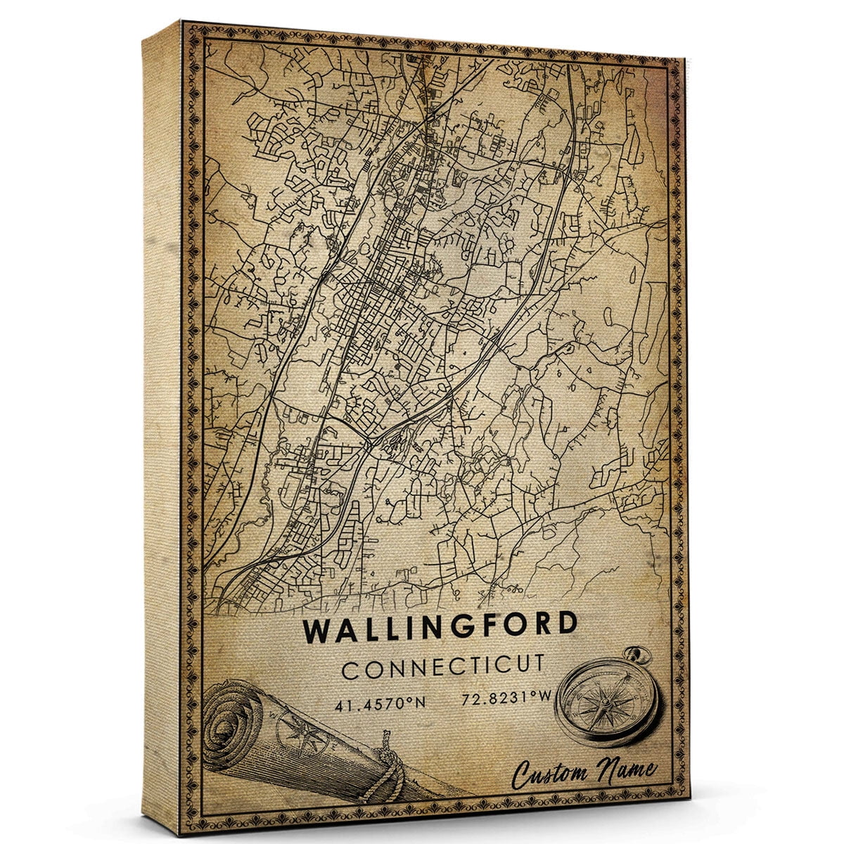 Wallingford Map Poster, Connecticut Map Art Poster, Canvas, Wallingford ...