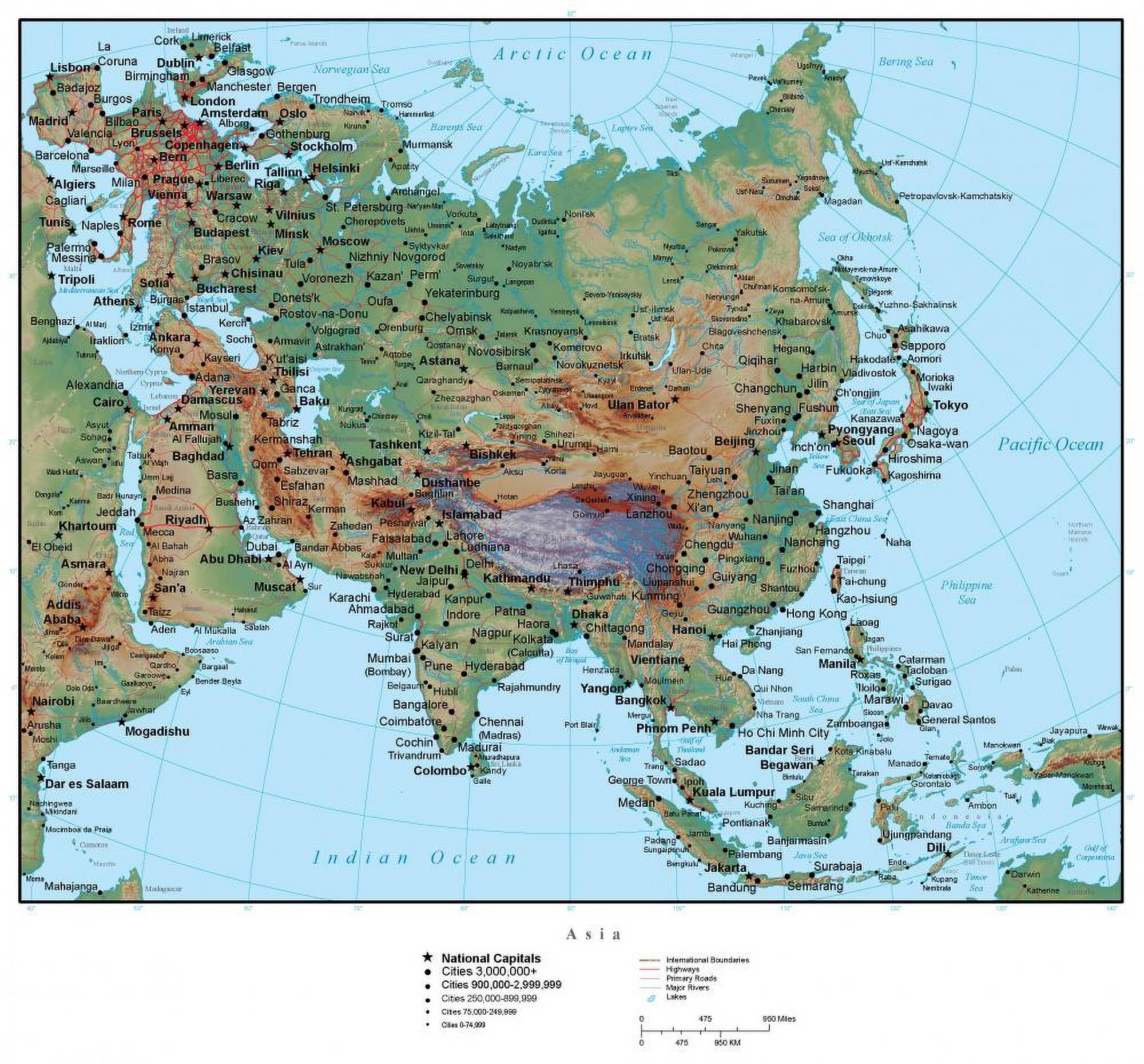 Wallmonkeys Map of Asia Peel and Stick Wall Decals WM24488 (36 in W x ...