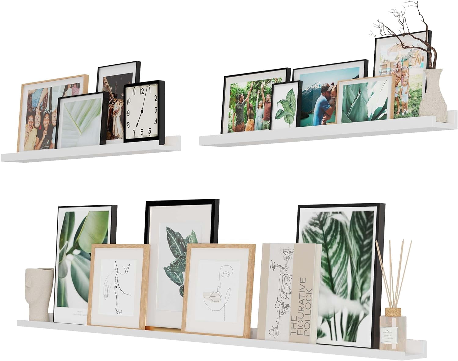 Wallniture Denver Multi Size 60"-30"-30" Floating Shelves for Picture ...