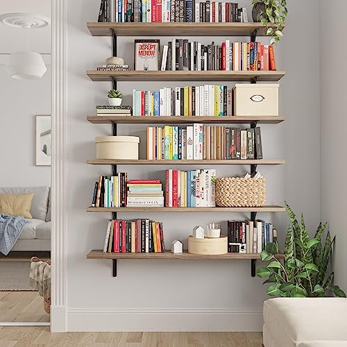 Wallniture Forme 48 inch Long x 10 in Deep Rustic Floating Shelves for ...