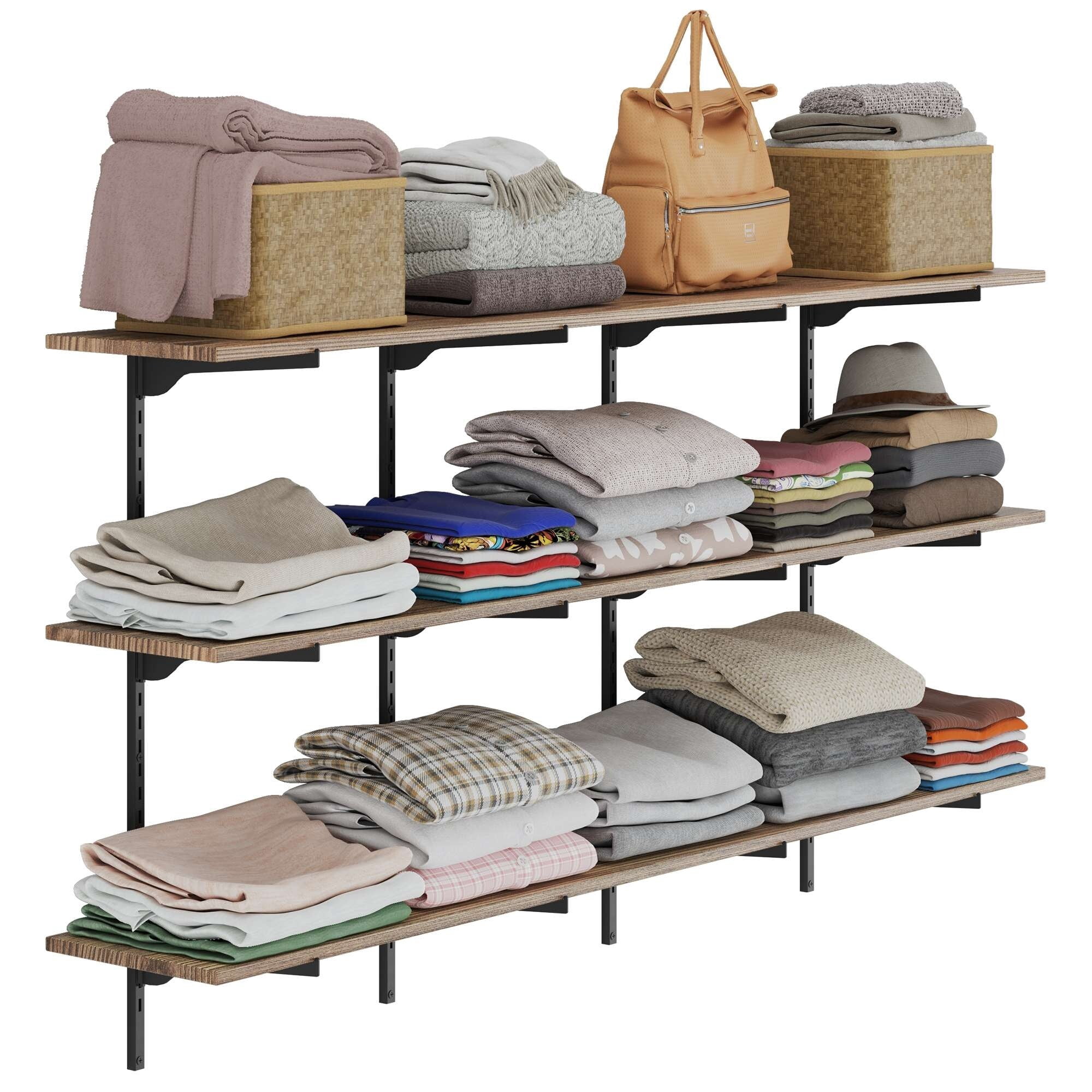 Wallniture Forme 60" Floating Shelves, Wall Bookshelf, 3 Pcs, Burnt ...
