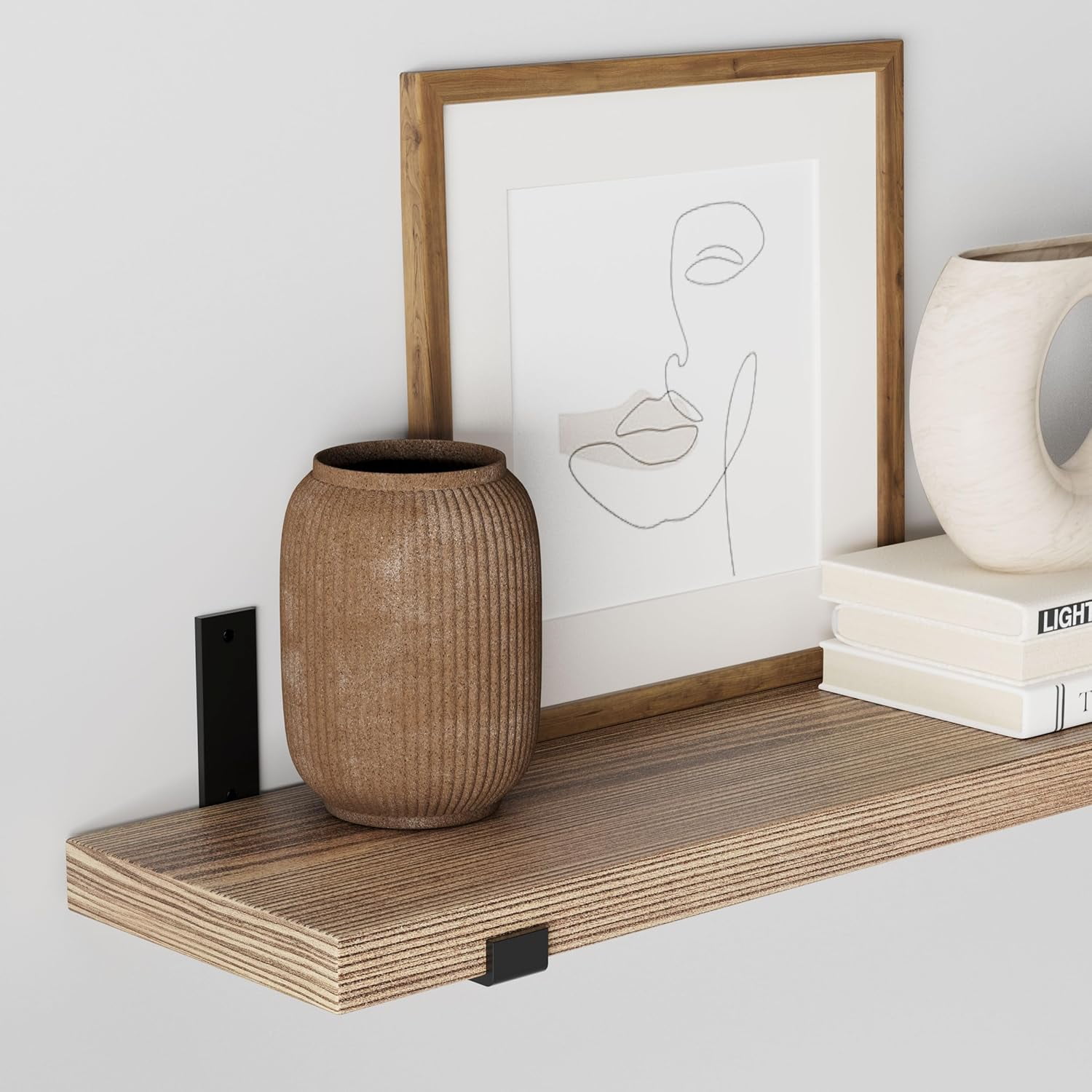 Wallniture Forte 48 inch Long x 9.25 inch Deep x 1.5 inch Deep Wooden Floating Shelves, Rustic ...