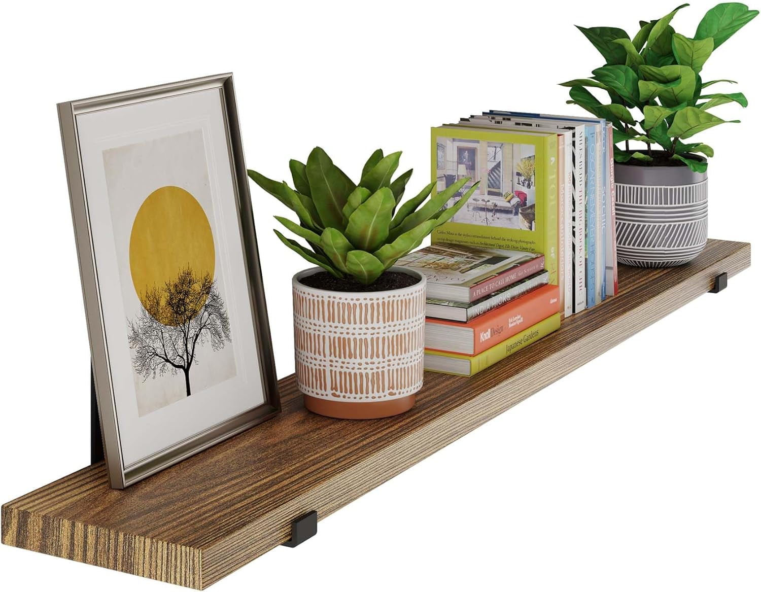 Wallniture Forte 60 inch Long x 9.25 inch Deep x 1.5 inch Deep Wooden Floating Shelves, Rustic ...