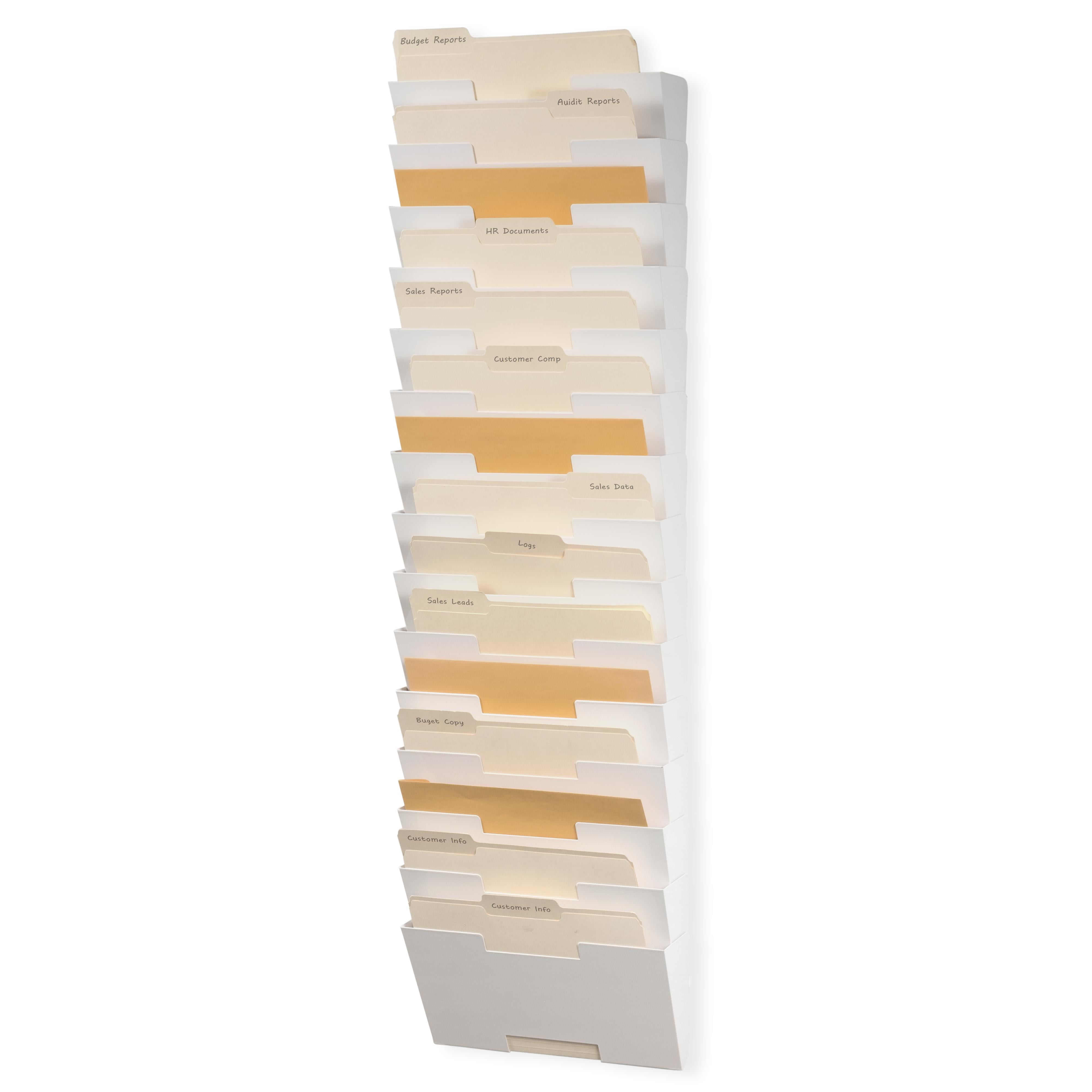 Wallniture Lisbon 15 Tier File Organizer for File Folders, Steel, White ...