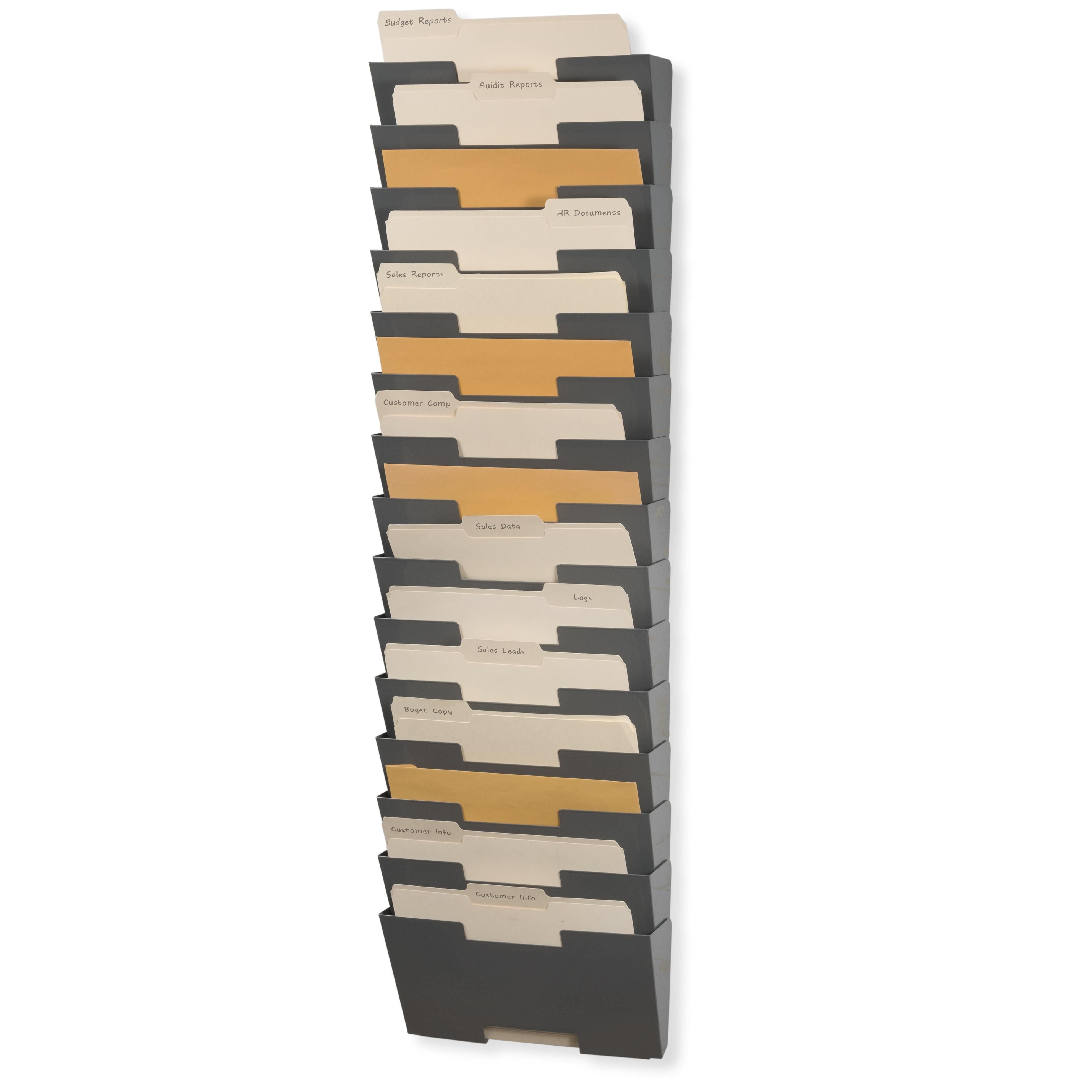 Wallniture Lisbon 15-Tier Wall Mount File Holder, Office Storage, Mail ...
